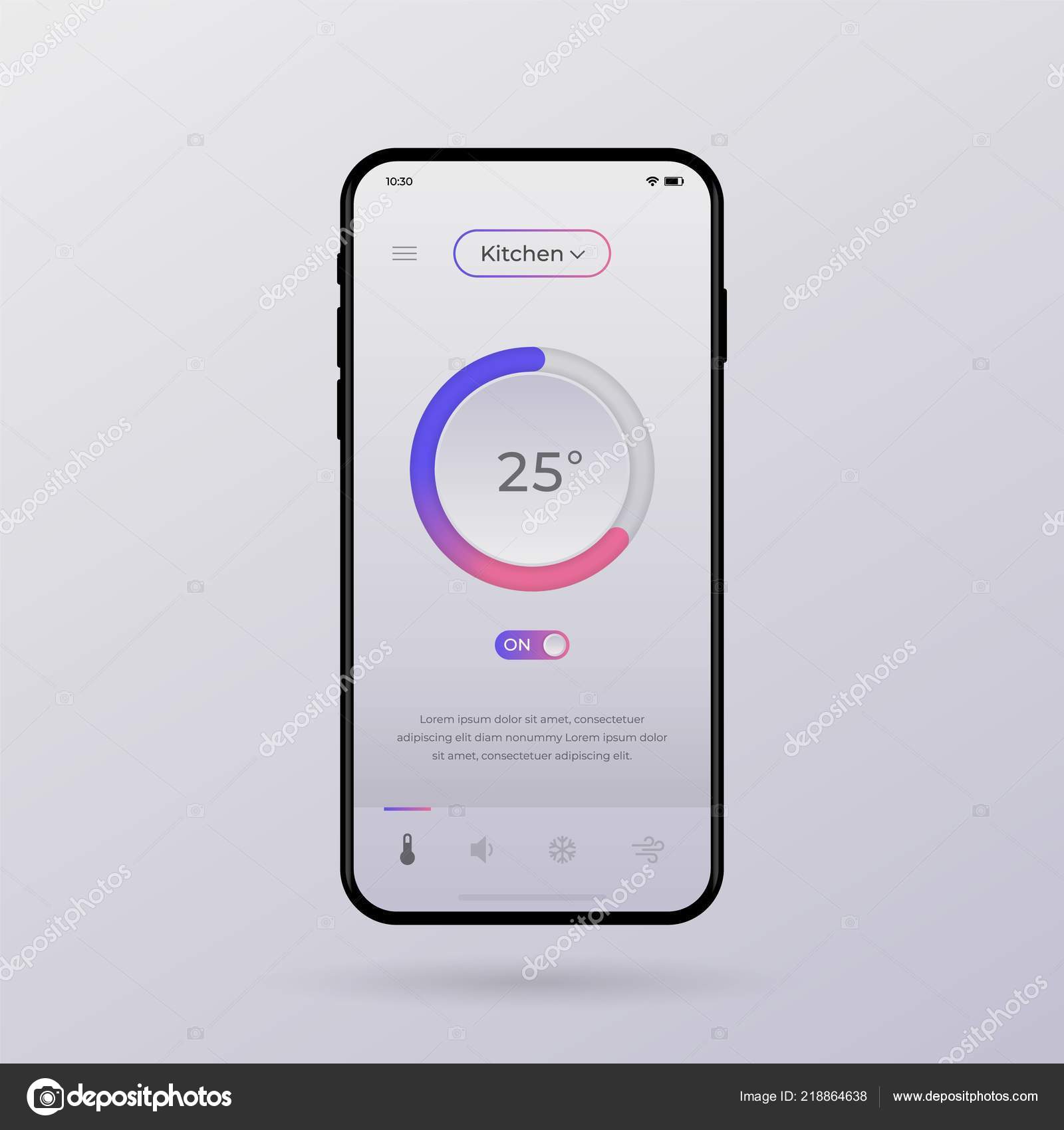 Dashboard UI and UX Kit. Control center design. Temperature control in ...