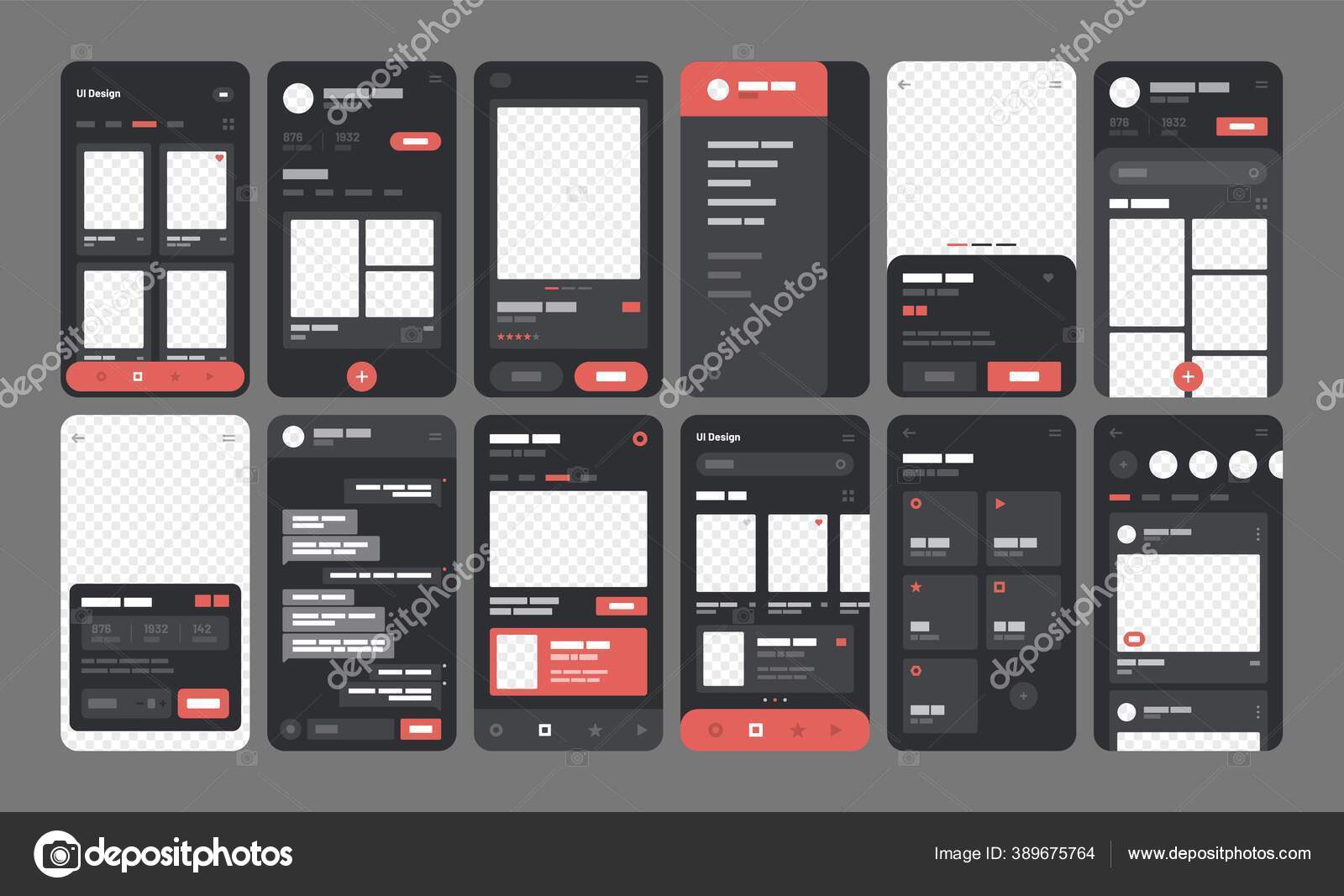 Mobile app concept. Flowchart with UI elements. Stock Vector by ...