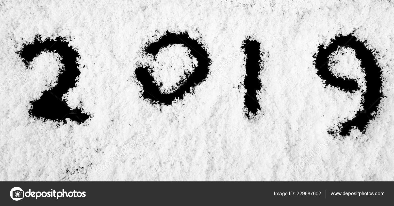 Black Numbers 2019 White Snow Background — Stock Photo © valzan #229687602
