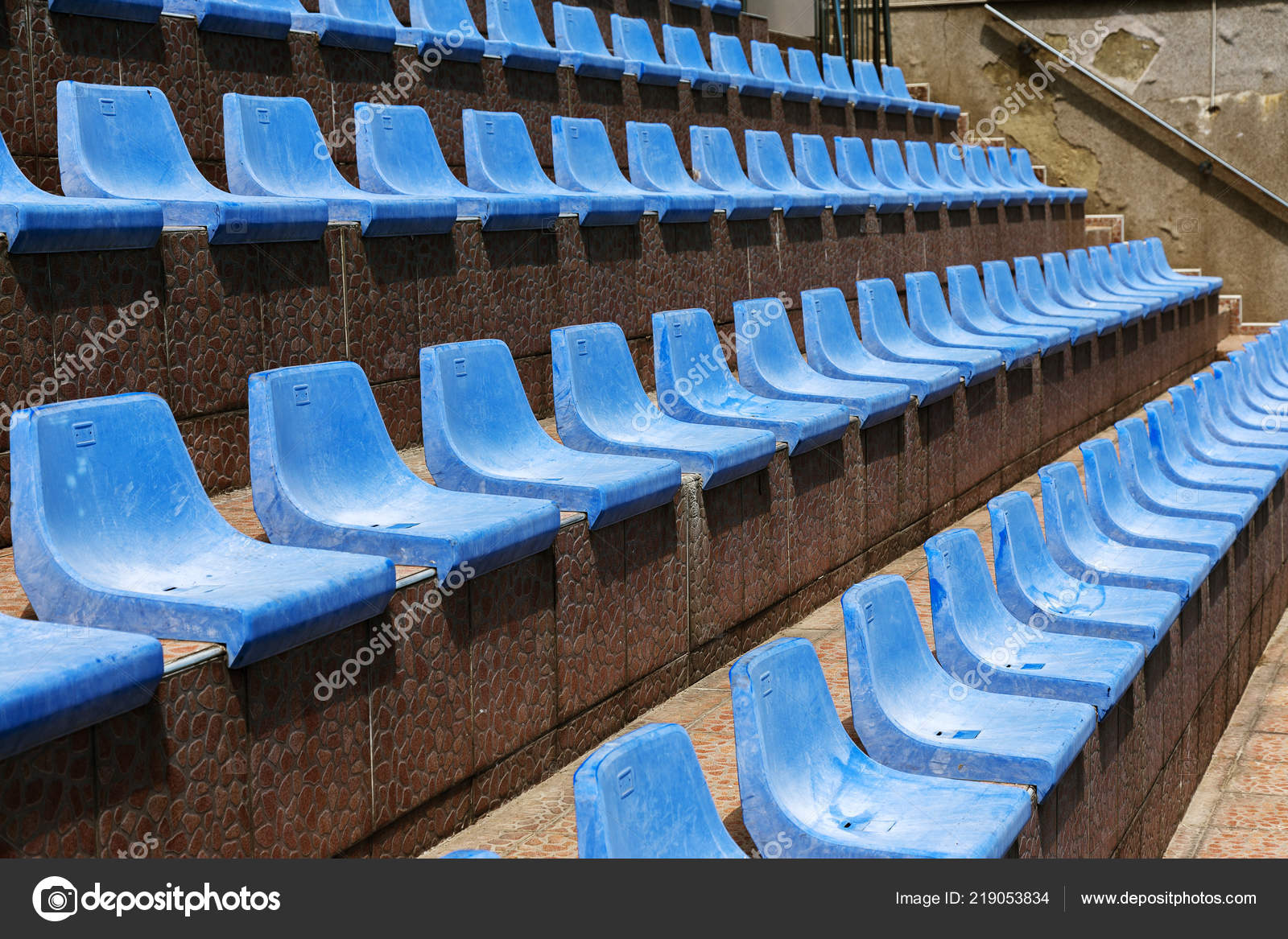 Athletic Seating Grandstand Empty Stadium Empty Old Plastic Chairs ...