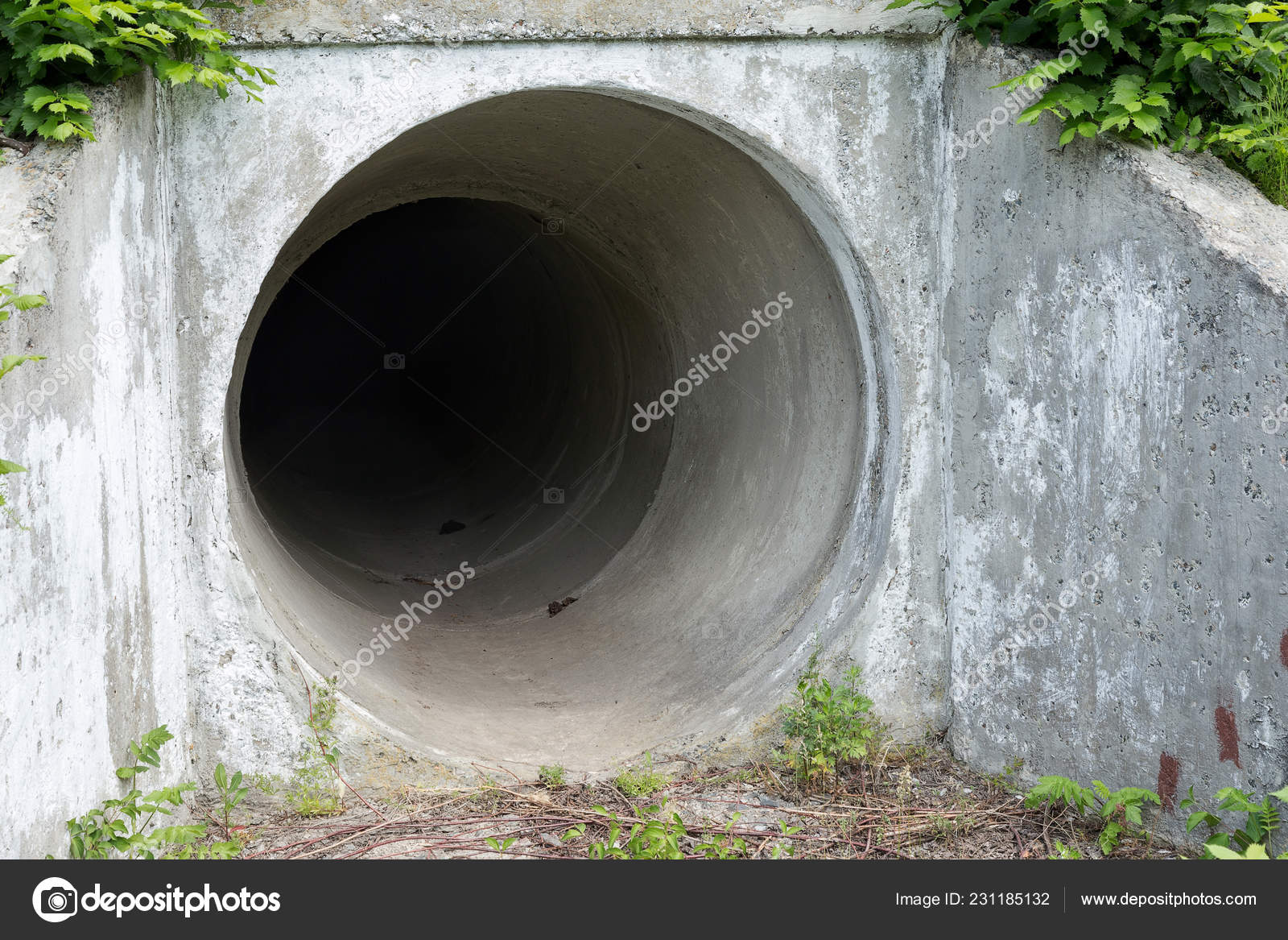Large Tunnel Cement Pipe Channel Sewage Storm Water Dark Cave Stock ...