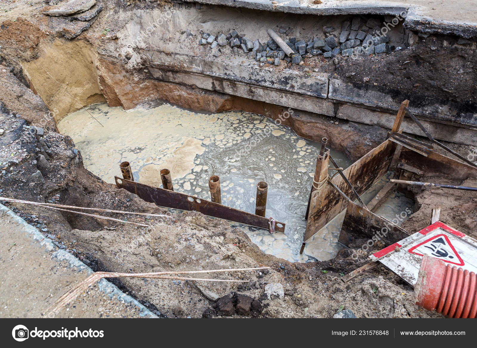 Dug Deep Trench Utilities Engineering Urban Systems Alarm System Urban ...