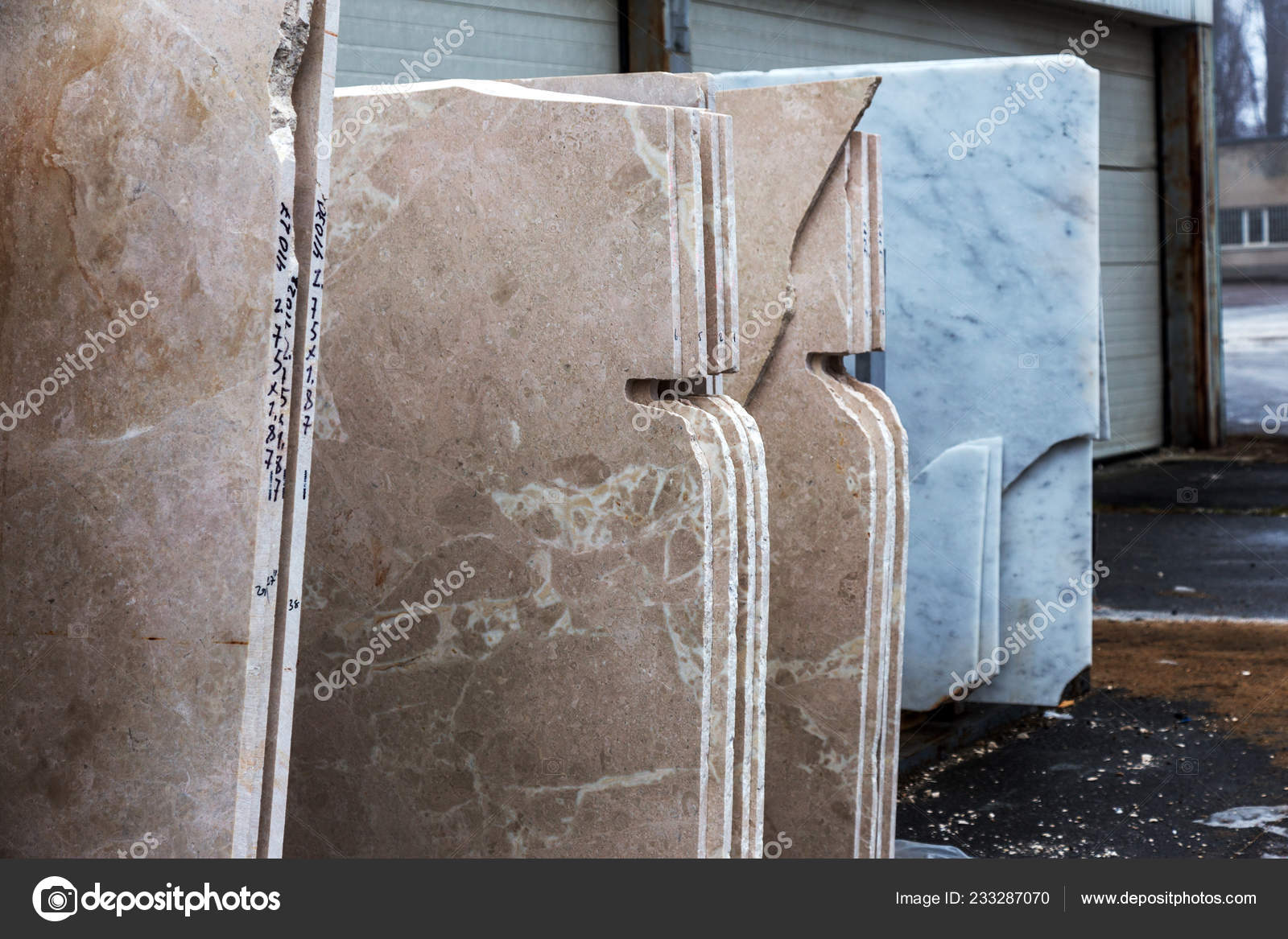 Side View Edge Granite Slab Bulk Stack Granite Slabs Marble Stock Photo ...