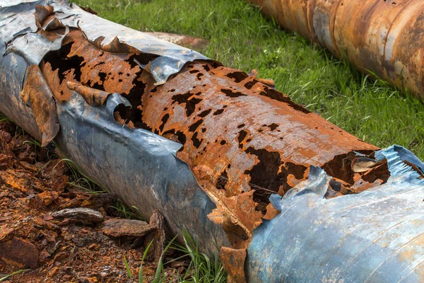 Fragments Old Large Water Pipes Many Years Operation Destroyed Metal ...