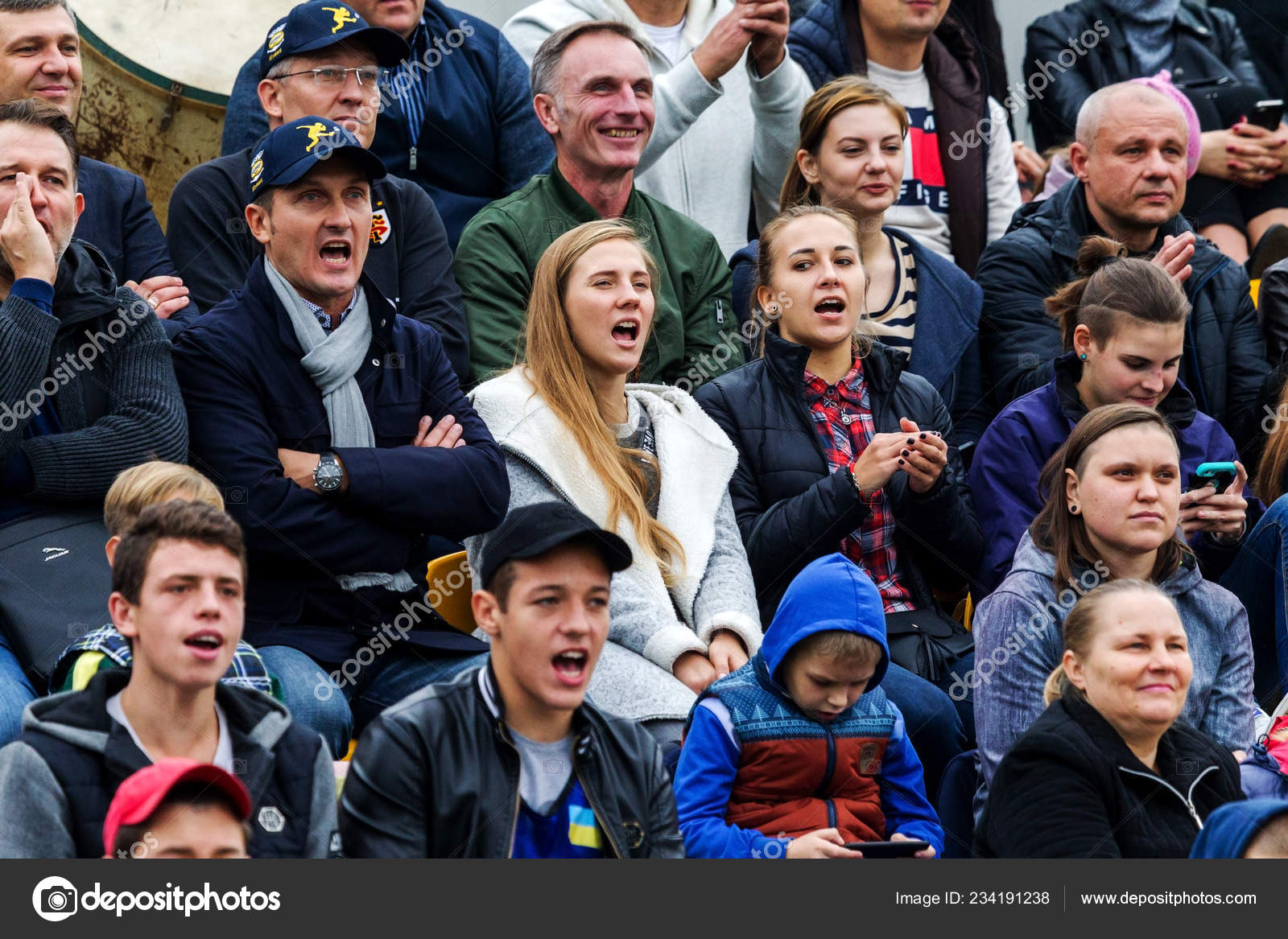 Odesa Ukraine October 2017 Crowd Football Spectators Stadium Visitors ...
