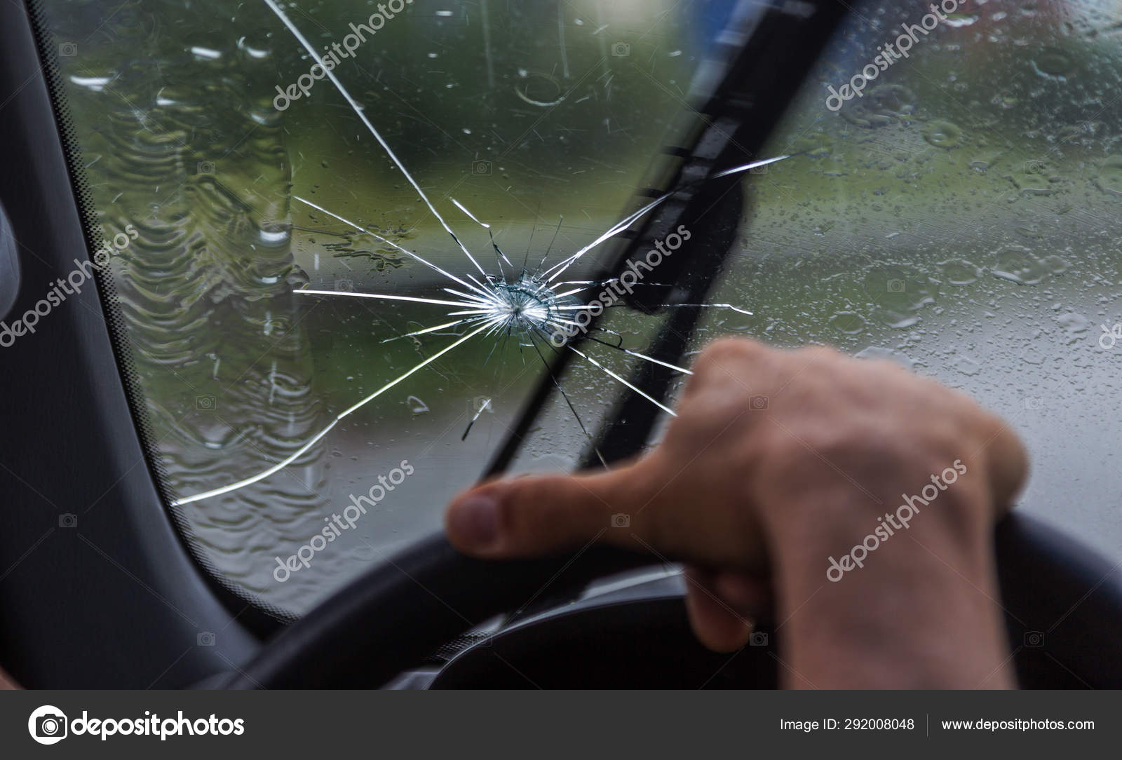 Parabrisas Roto Coche Una Red Divisiones Radiales Grietas Parabrisas ...