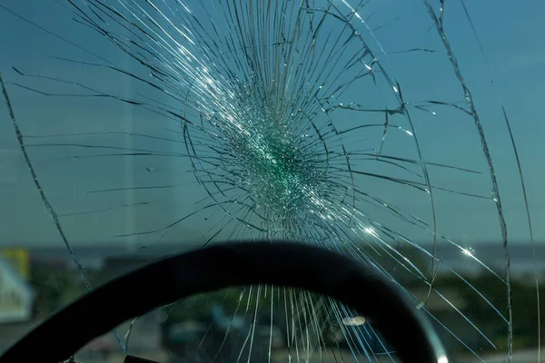 Broken Car Windshield Web Radial Cracks Crack Triple Windshield Broken ...