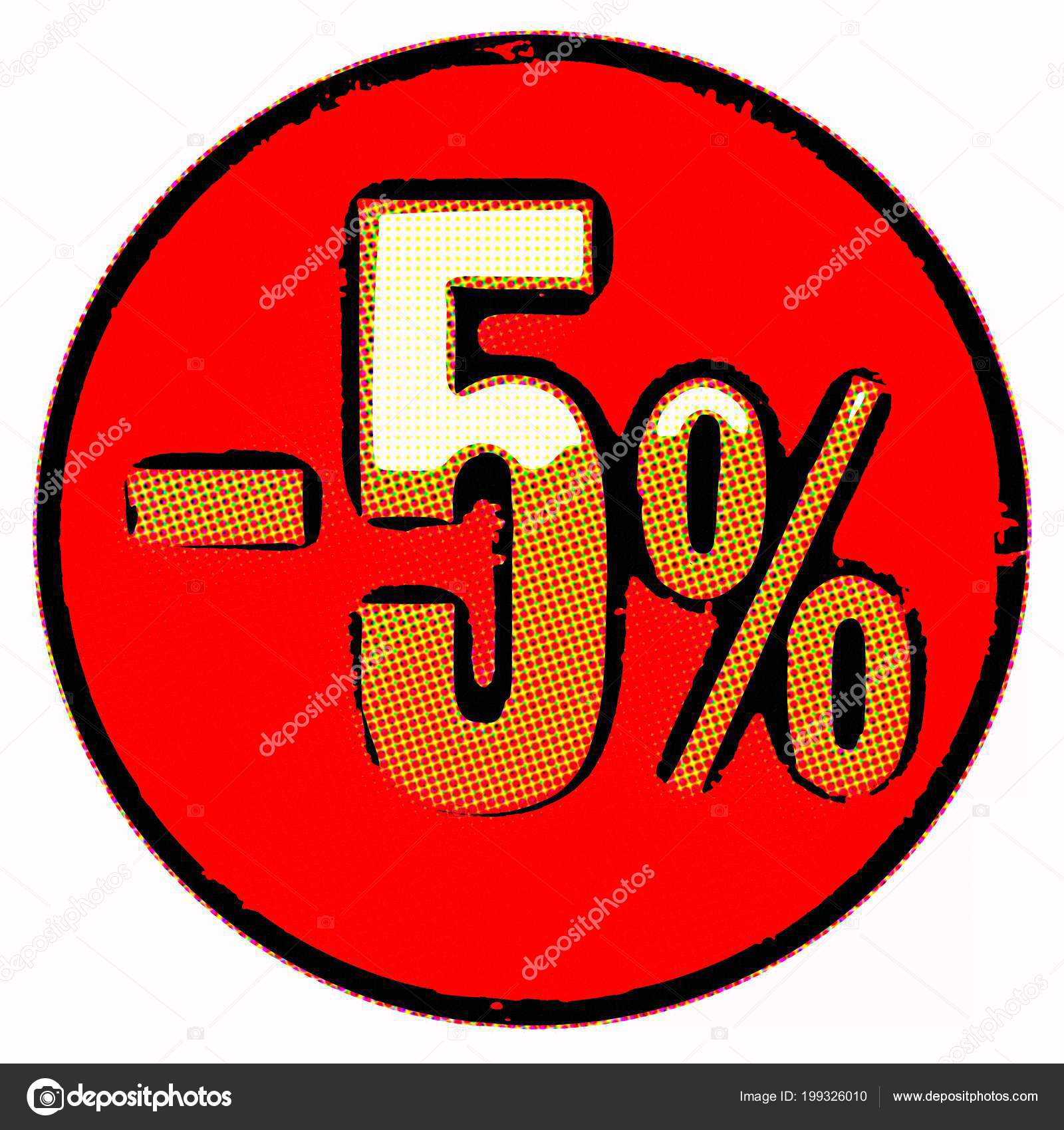 Gold 5 Percent Sign on Red Stock Illustration by ©Supertrooper #199326010