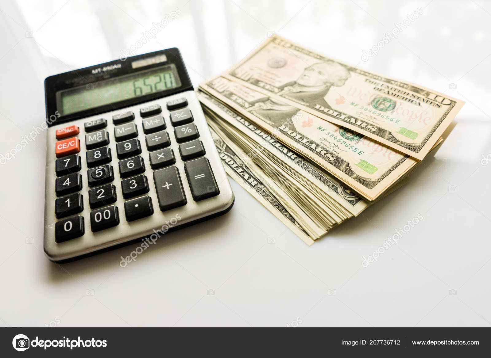Close-up Money and Calculator, American Dollar Banknotes – Stock ...