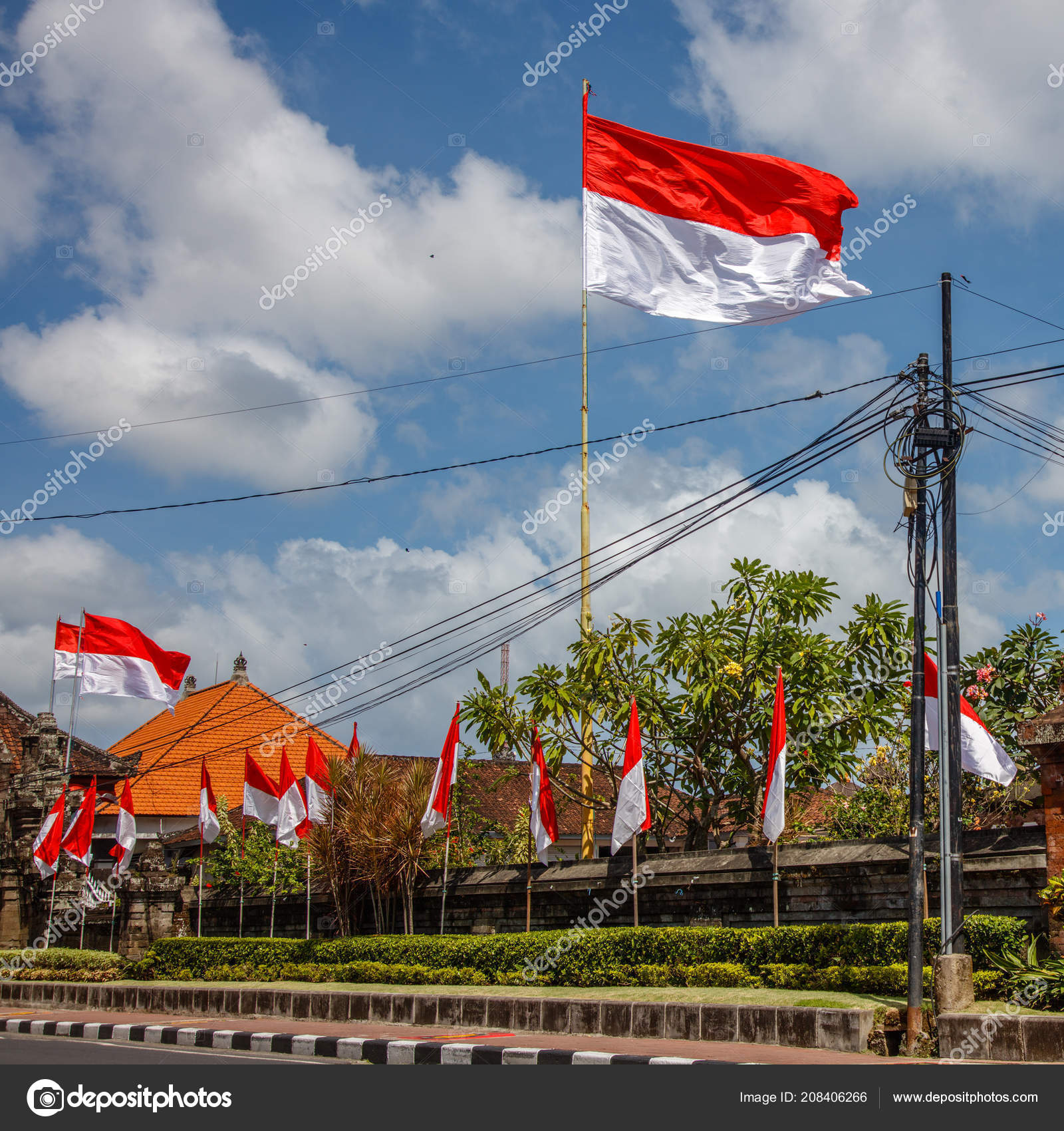 Flags Streets Bali Celebration Indonesian Independence Day Bali ...