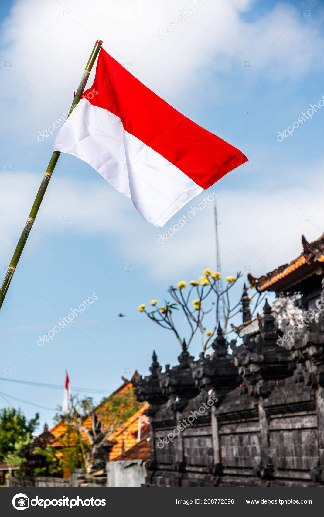 Flags Streets Bali Celebration Indonesian Independence Day Bali ...