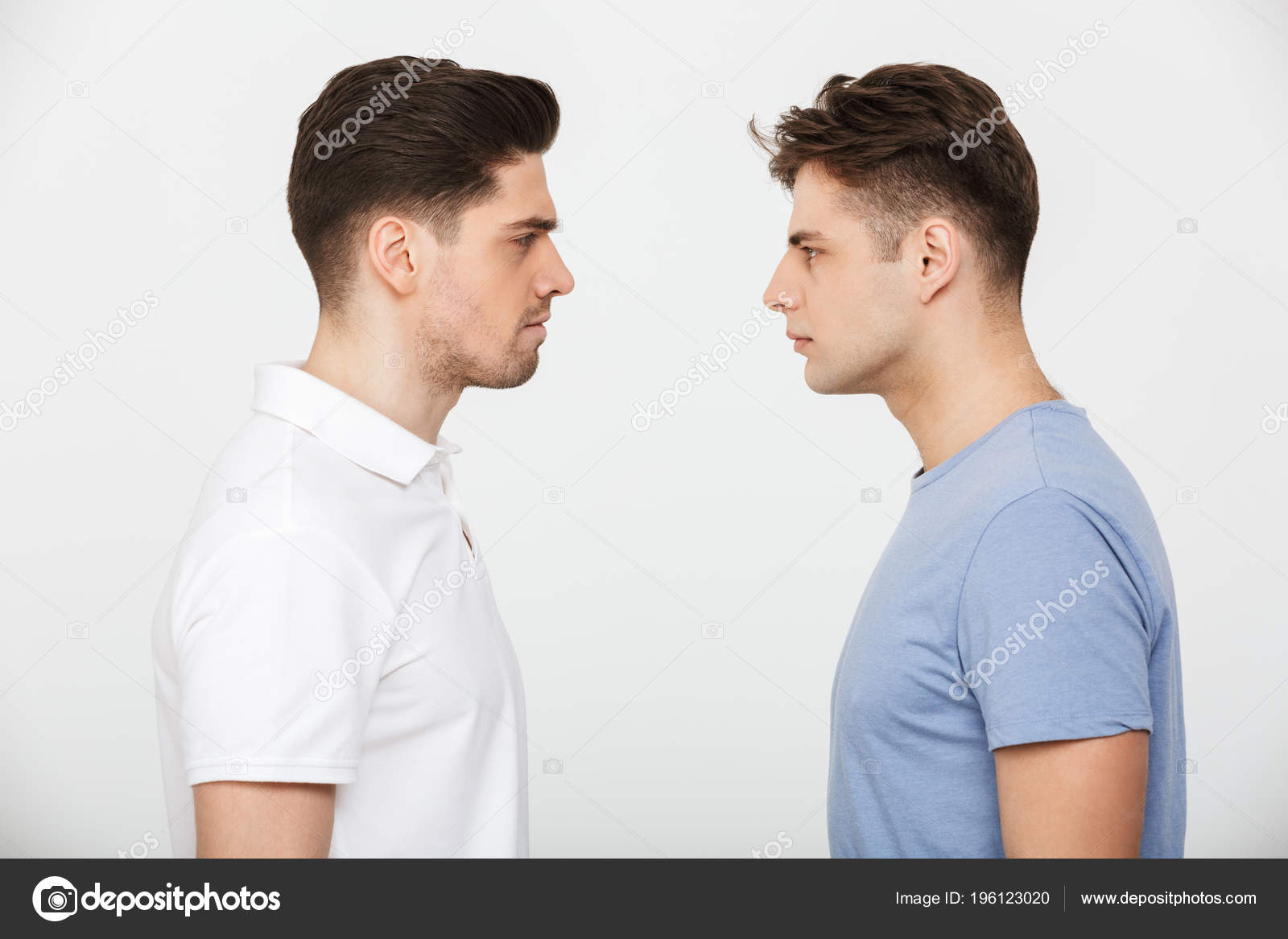 Full Length Portrait Two Angry Young Men Looking Each Other Stock Photo ...