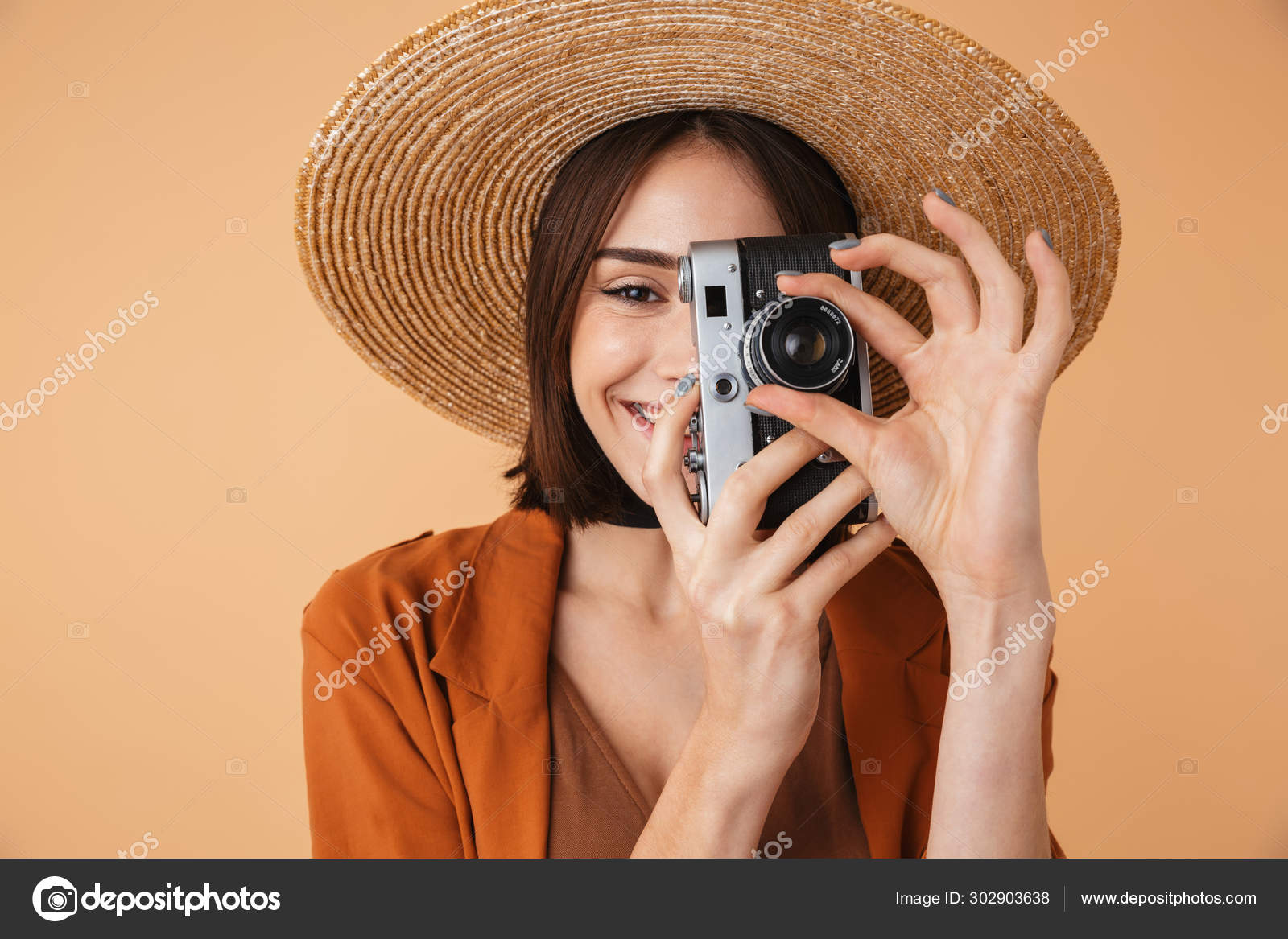 Beautiful young woman wearing straw hat Stock Photo by ©Vadymvdrobot ... Beautiful young woman wearing straw hat Stock Photo by ©Vadymvdrobot ...