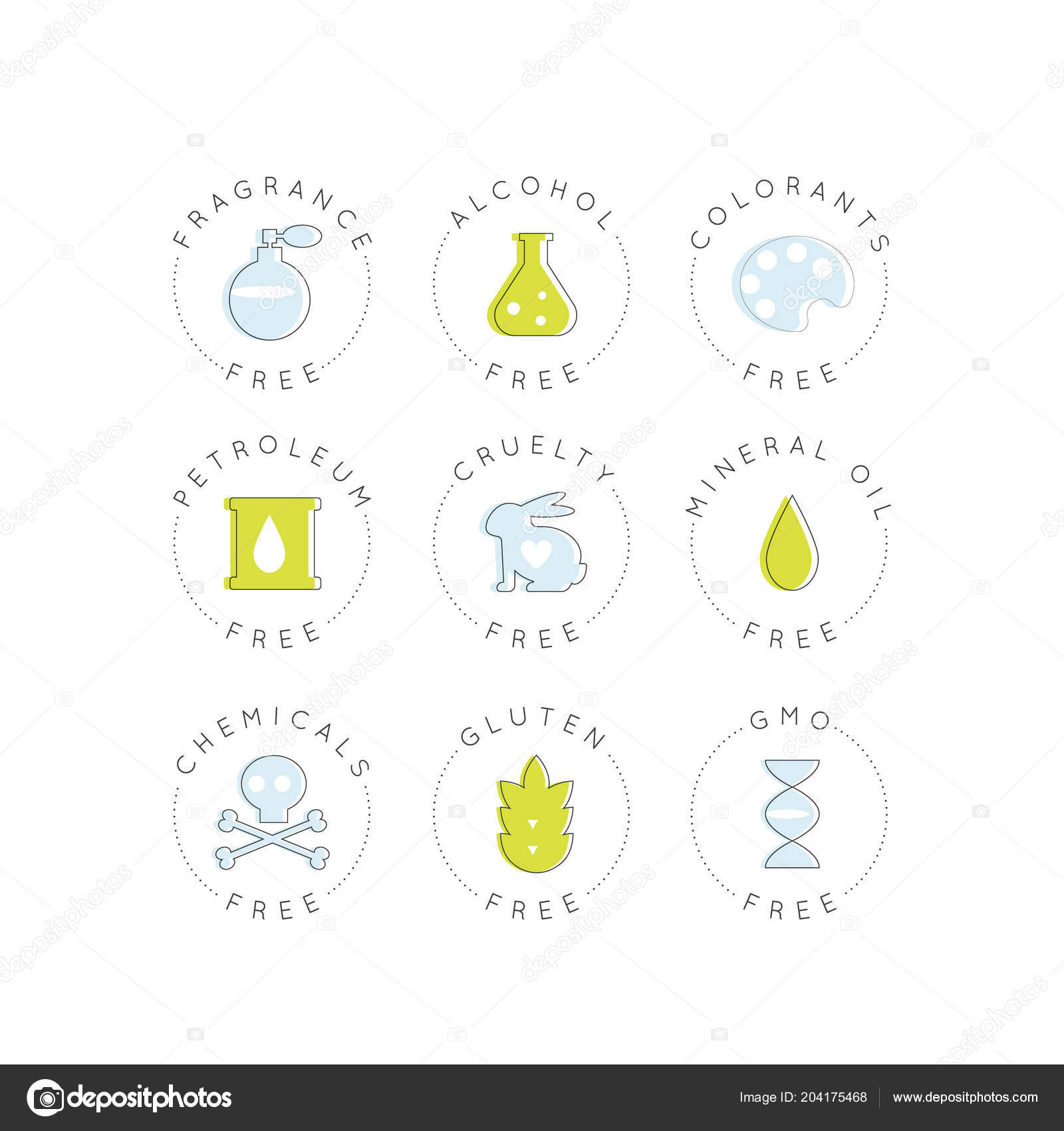 Isolated Vector Style Illustration Logo Set Badge Ingredient Warning ...