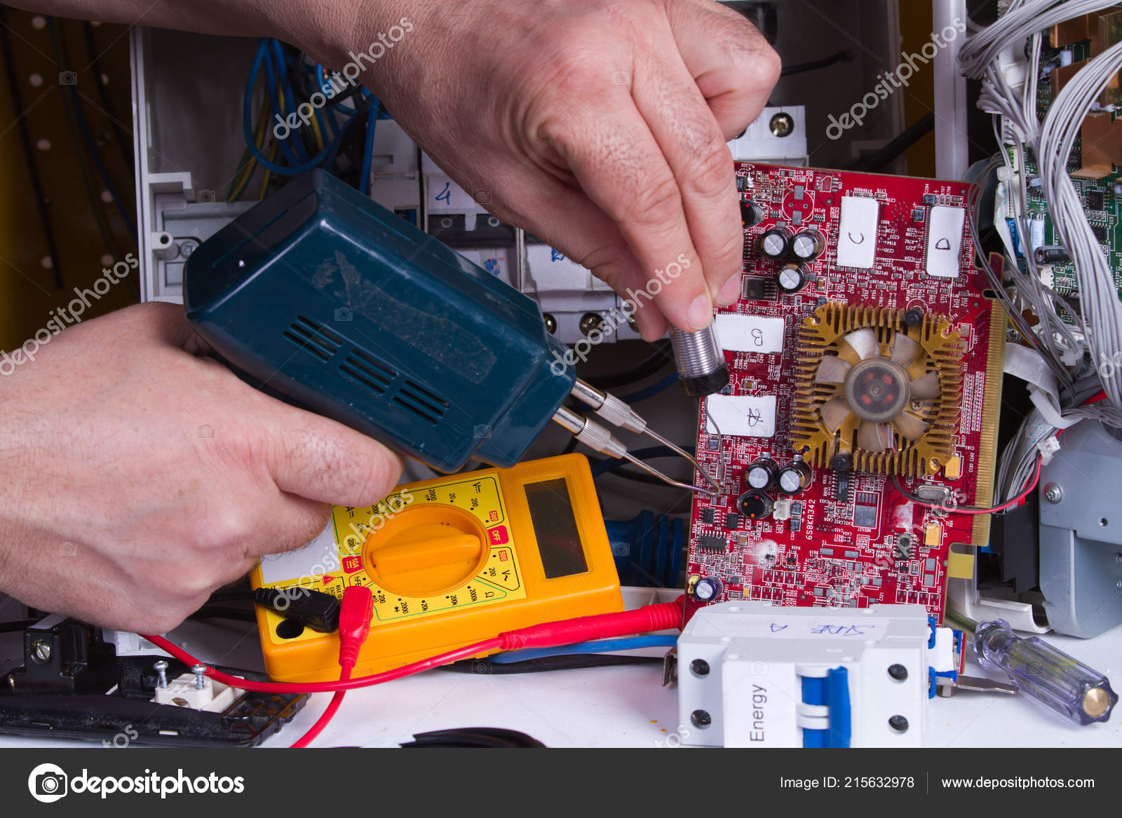 Electrician Fixing Electrical Device Stock Photo by ©temis1964 215632978