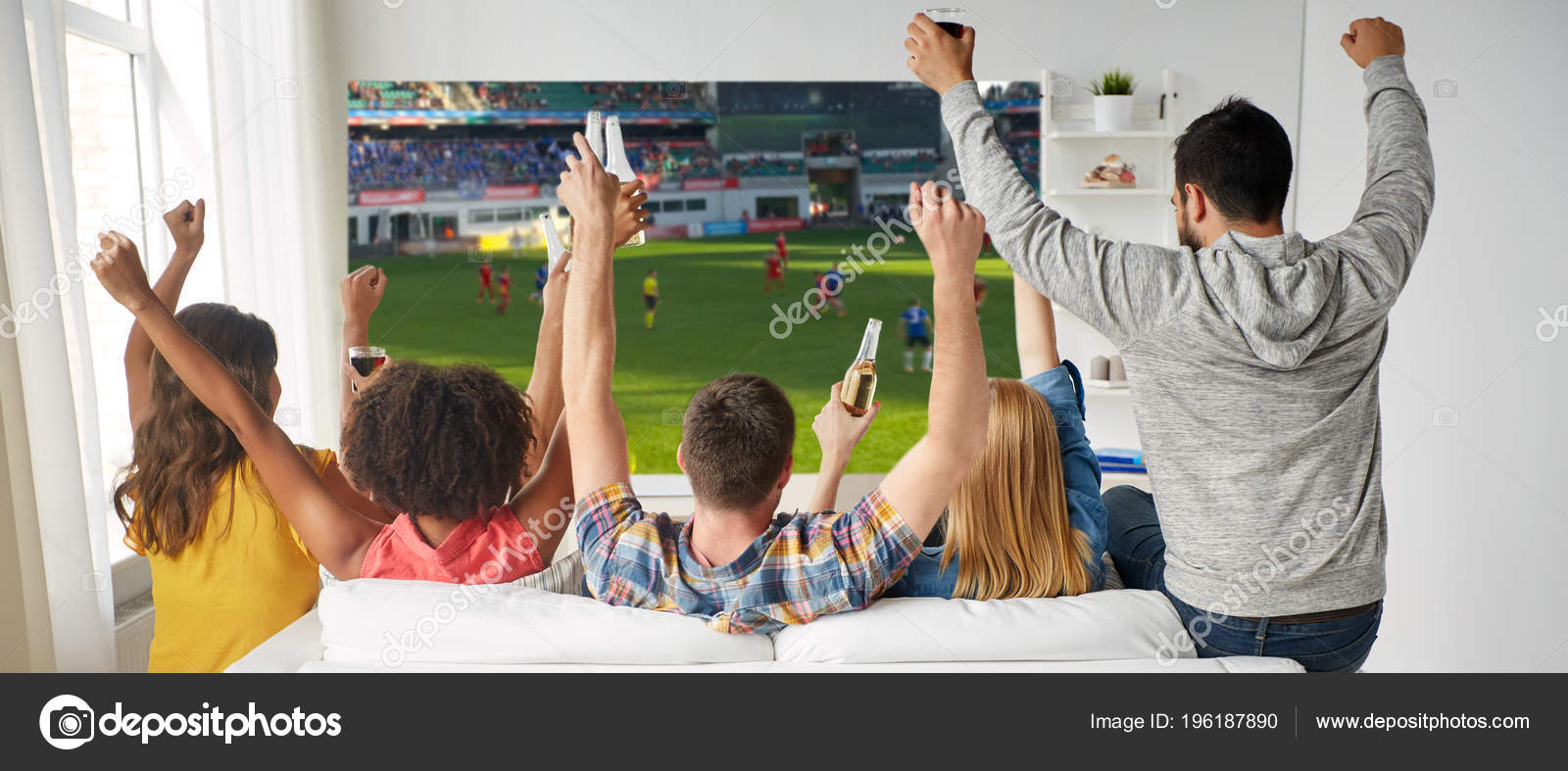 People Watching Soccer On Tv