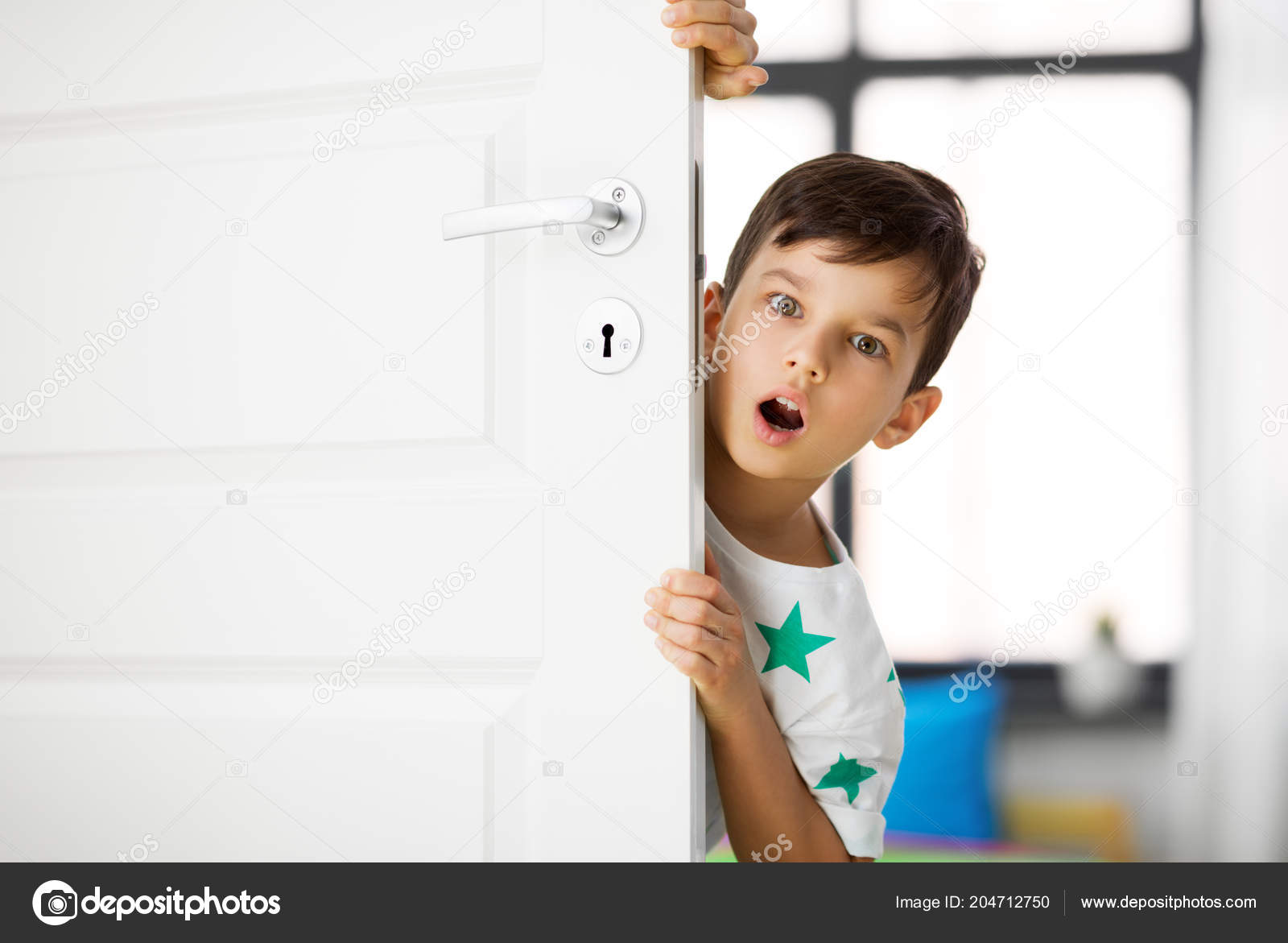 Surprised little boy behind door at home — Stock Photo © Syda ... Surprised little boy behind door at home — Stock Photo © Syda ...