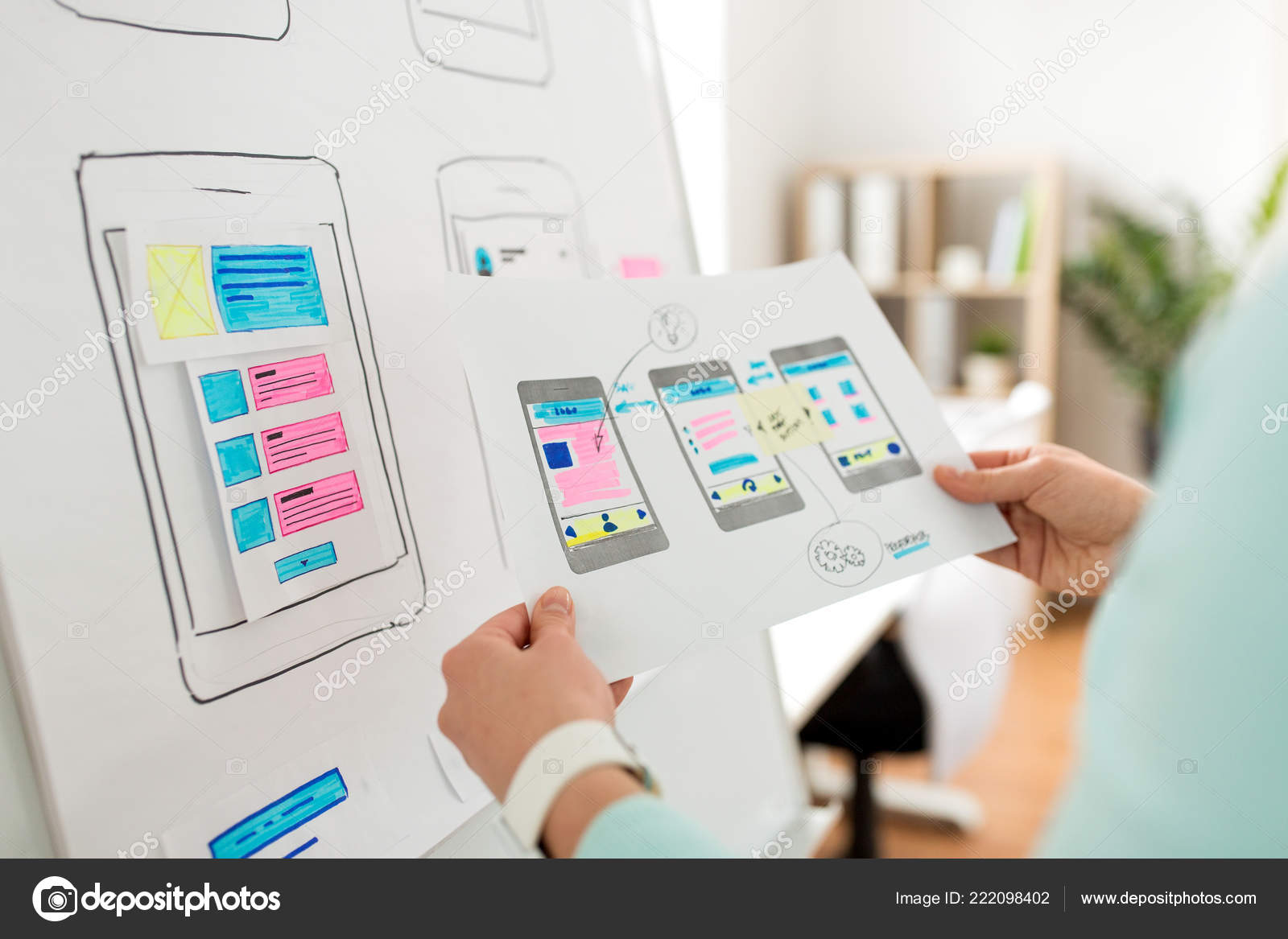 Close up of ui designer with templates at office Stock Photo by ©Syda ...