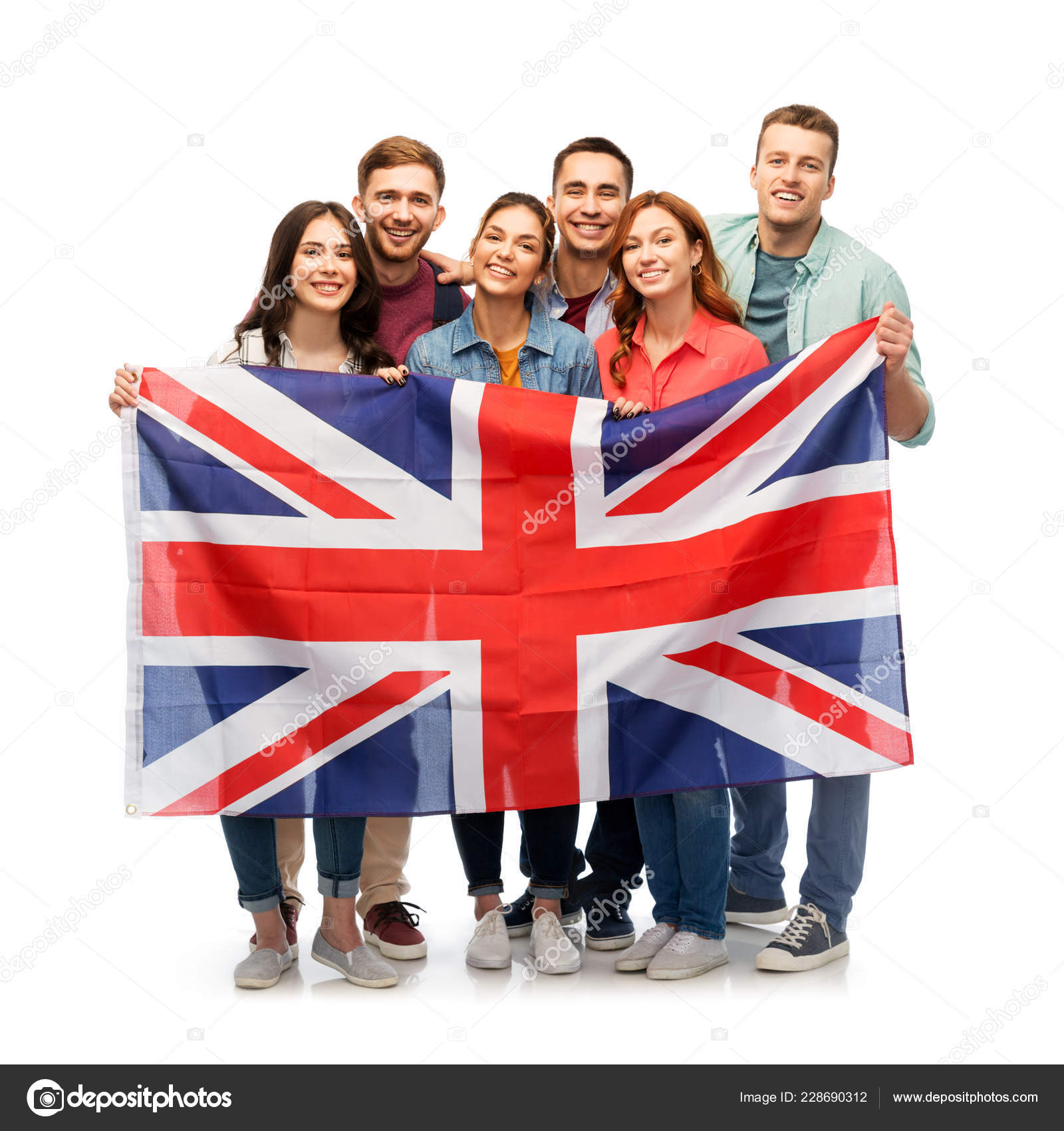 Group of smiling friends with british flag — Stock Photo © Syda ...