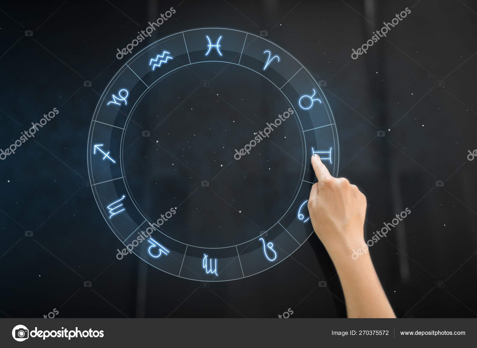 Hand using interactive panel with signs of zodiac — Stock Photo © Syda ...
