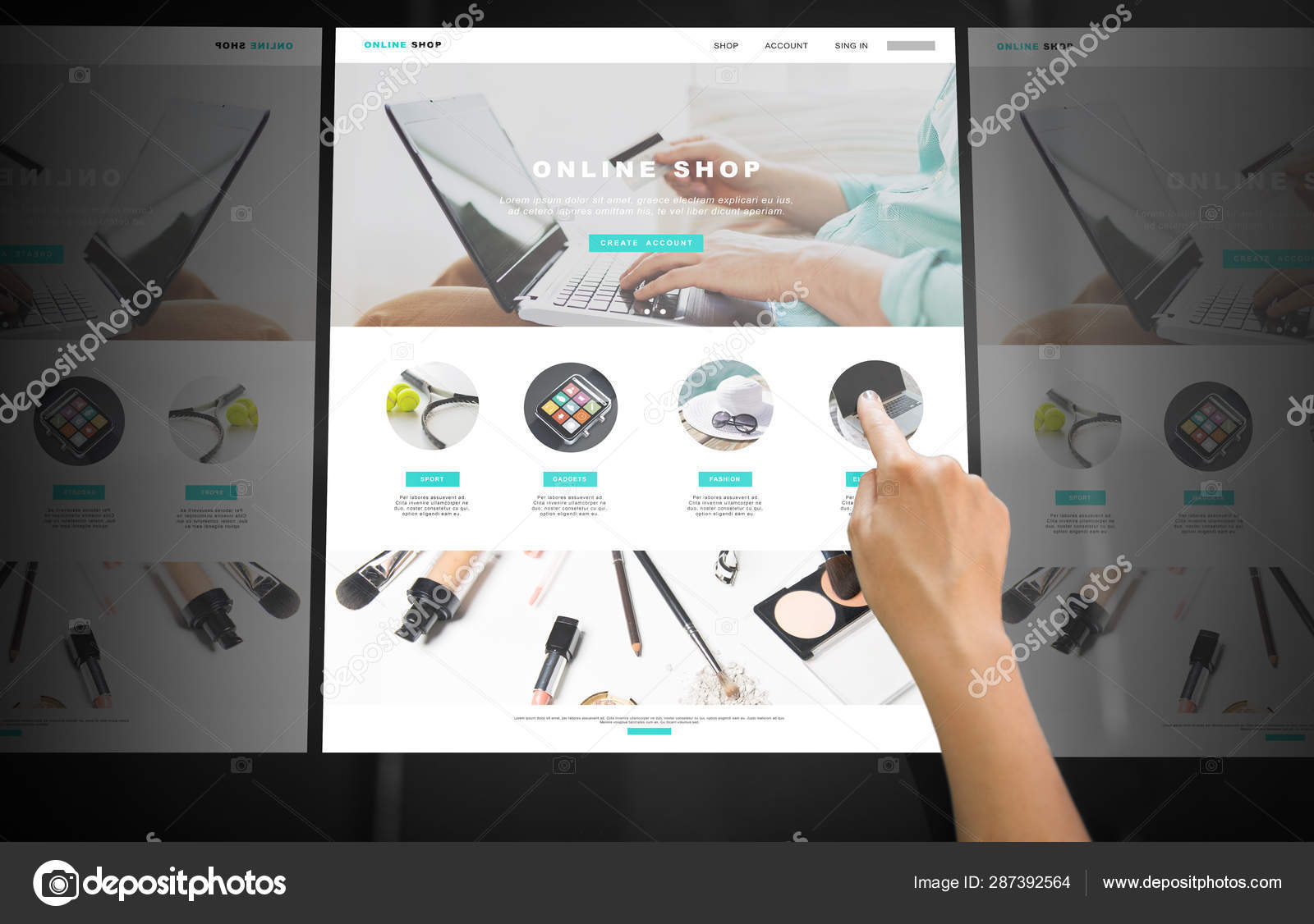 Hand navigating online shop on interactive panel — Stock Photo © Syda ...