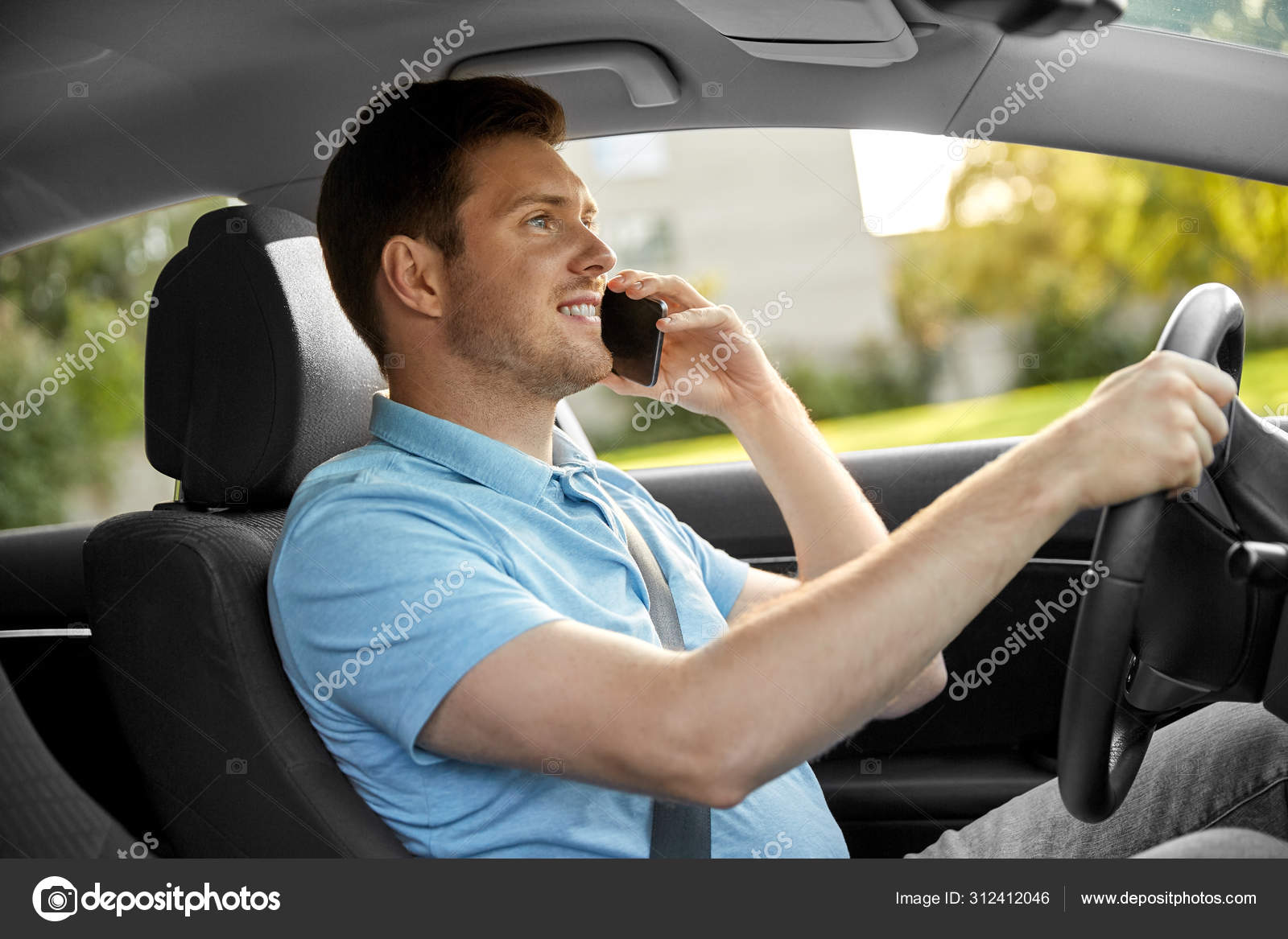 Man driving car and calling on smartphone — Stock Photo © Syda ...