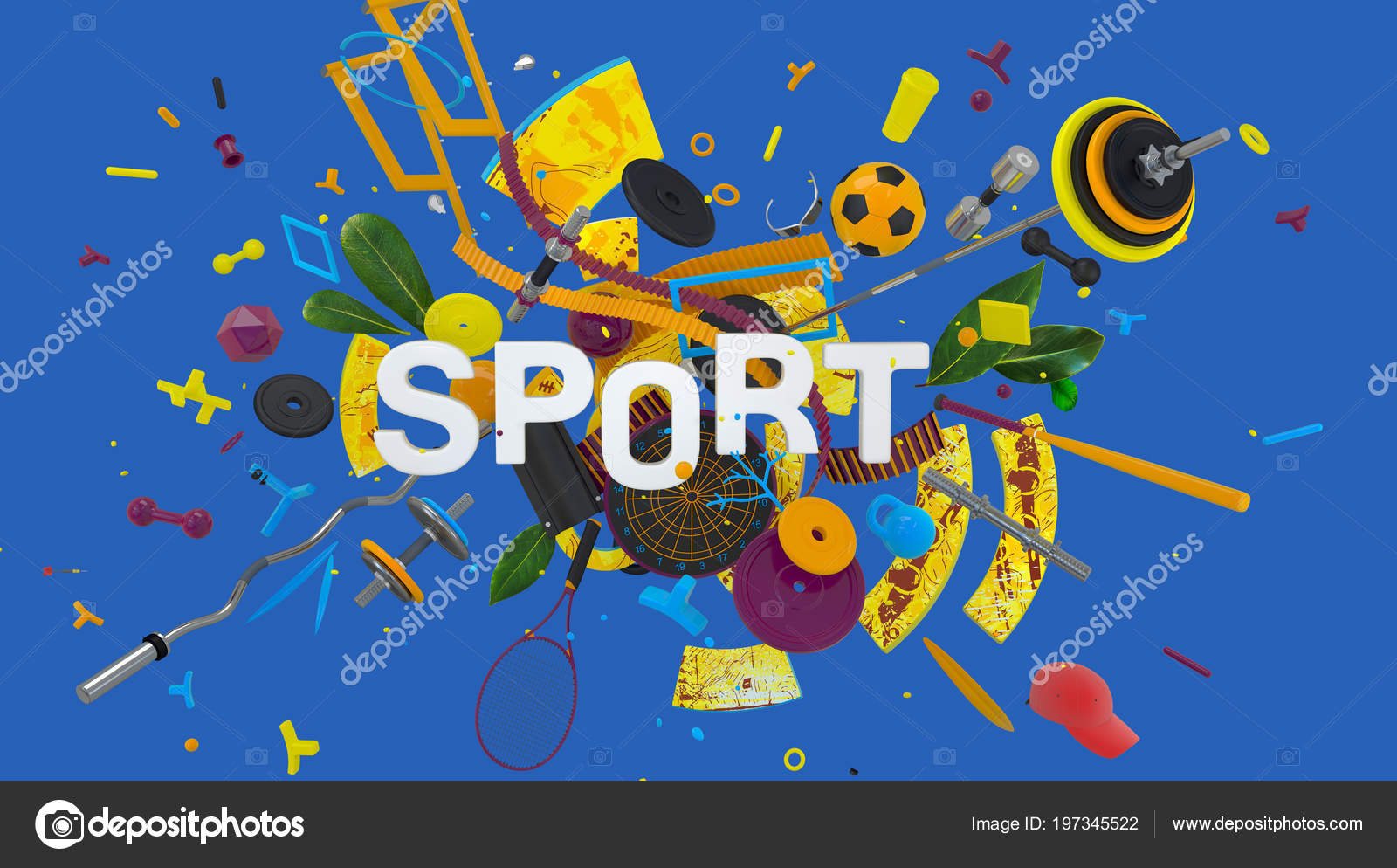 Colorful Attractive Rendered Composition Word Sport Many Different ...