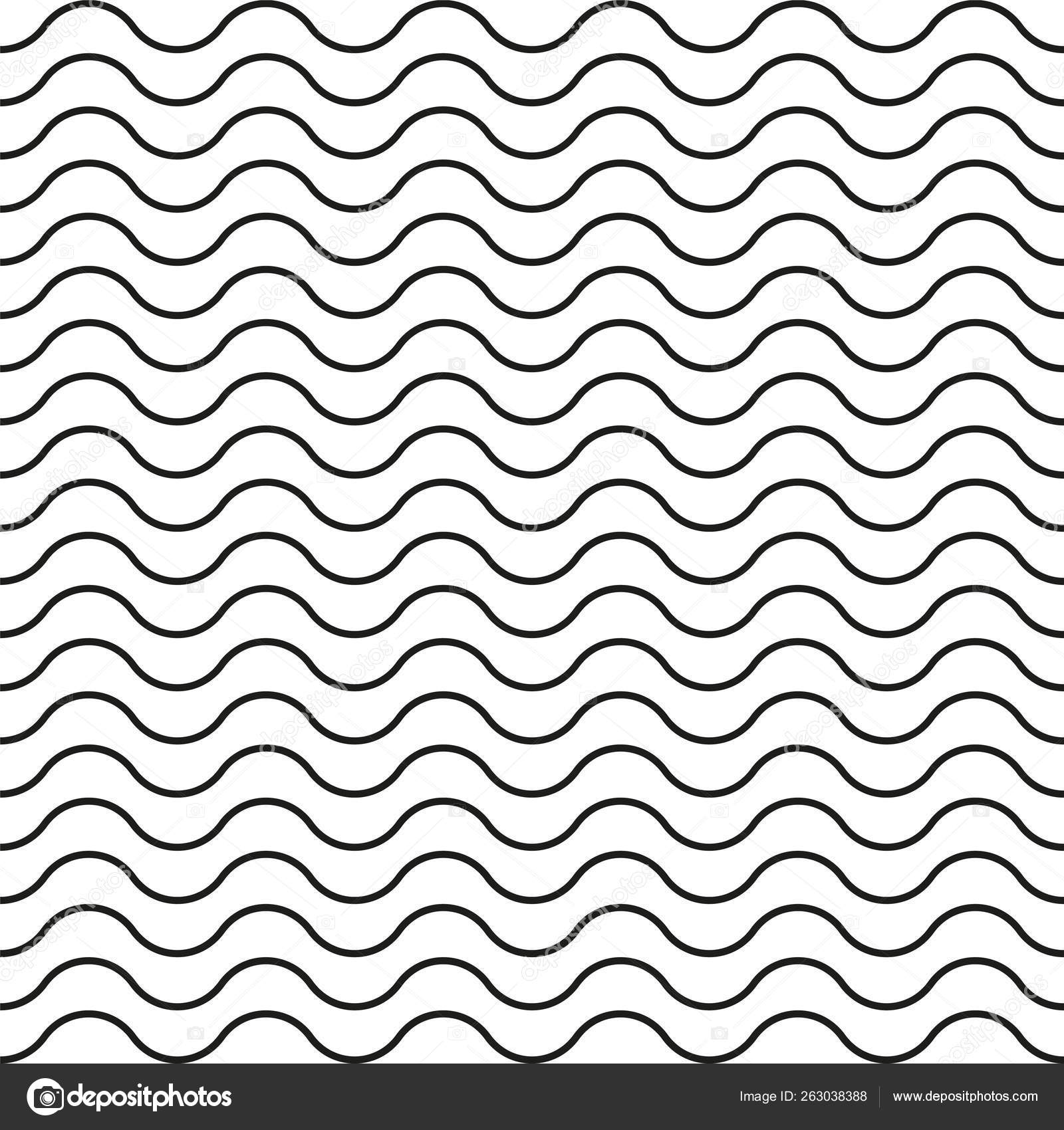 Pattern of black wavy line seamless with white background - Vector ...