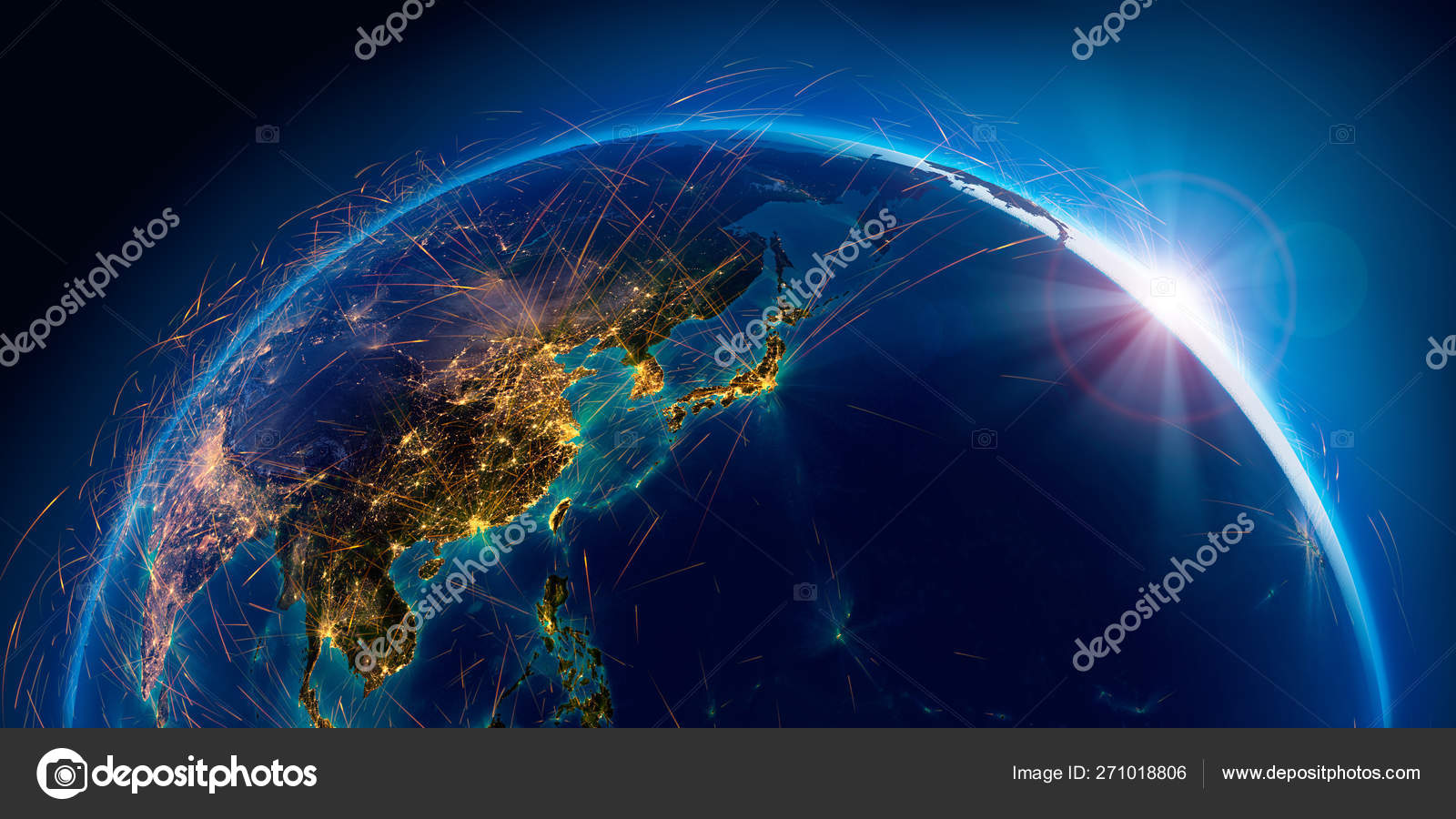 Detailed air routes on Earth. 3D rendering Stock Photo by ©Antartis ...
