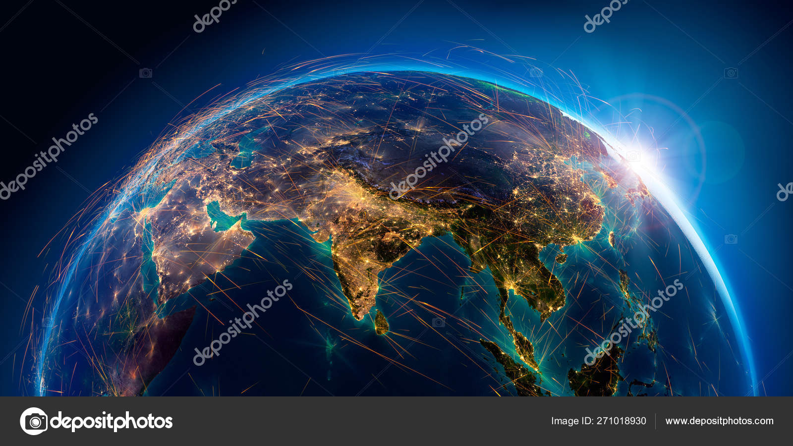 Detailed air routes on Earth. 3D rendering — Stock Photo © Antartis ...