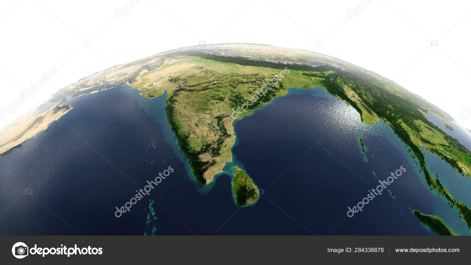 Detailed Earth on white background. India and Sri Lanka Stock Photo by ...