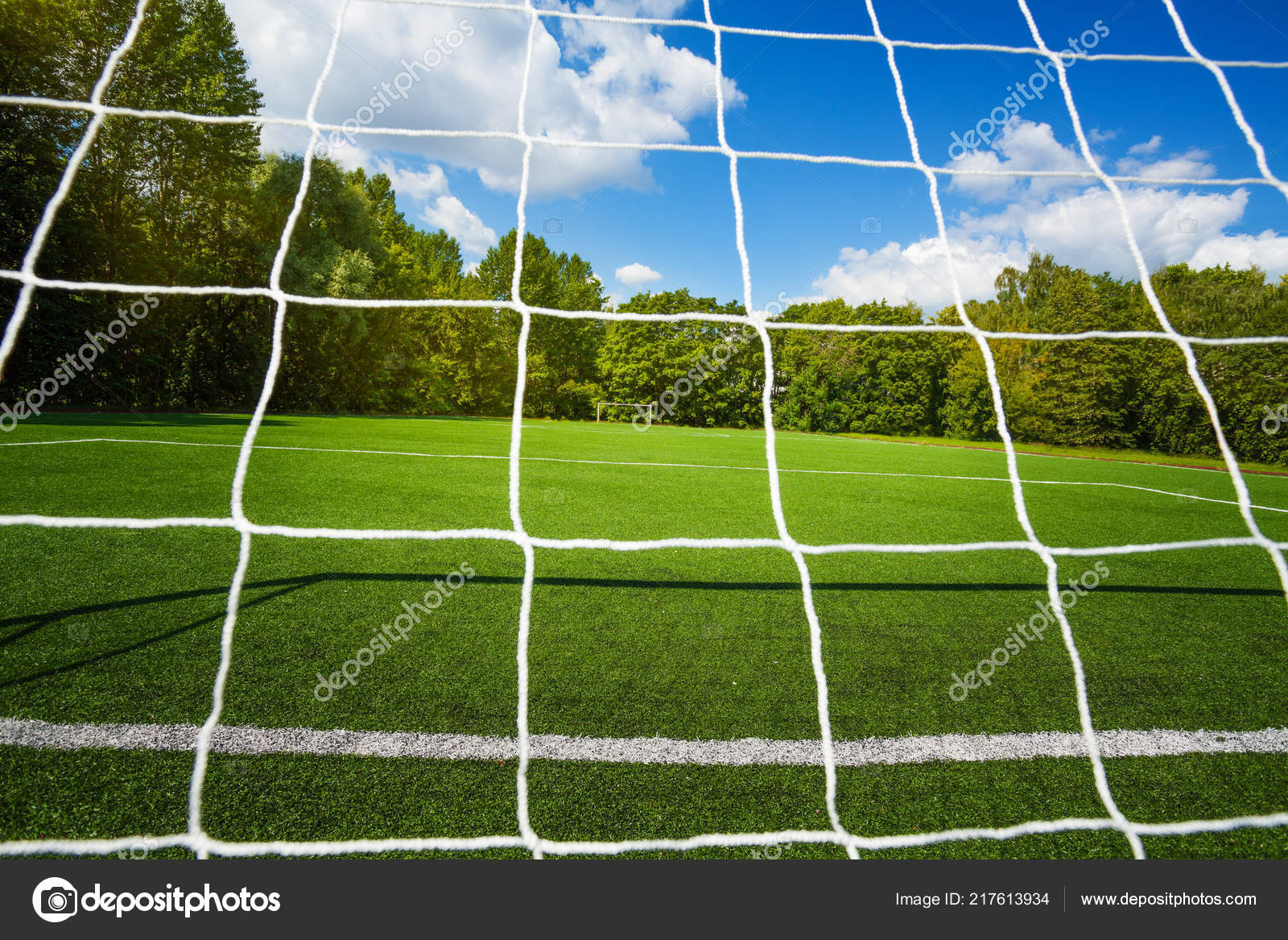 Football Net Soccer Stadium Background Clean Empty Playing Field Kids ...