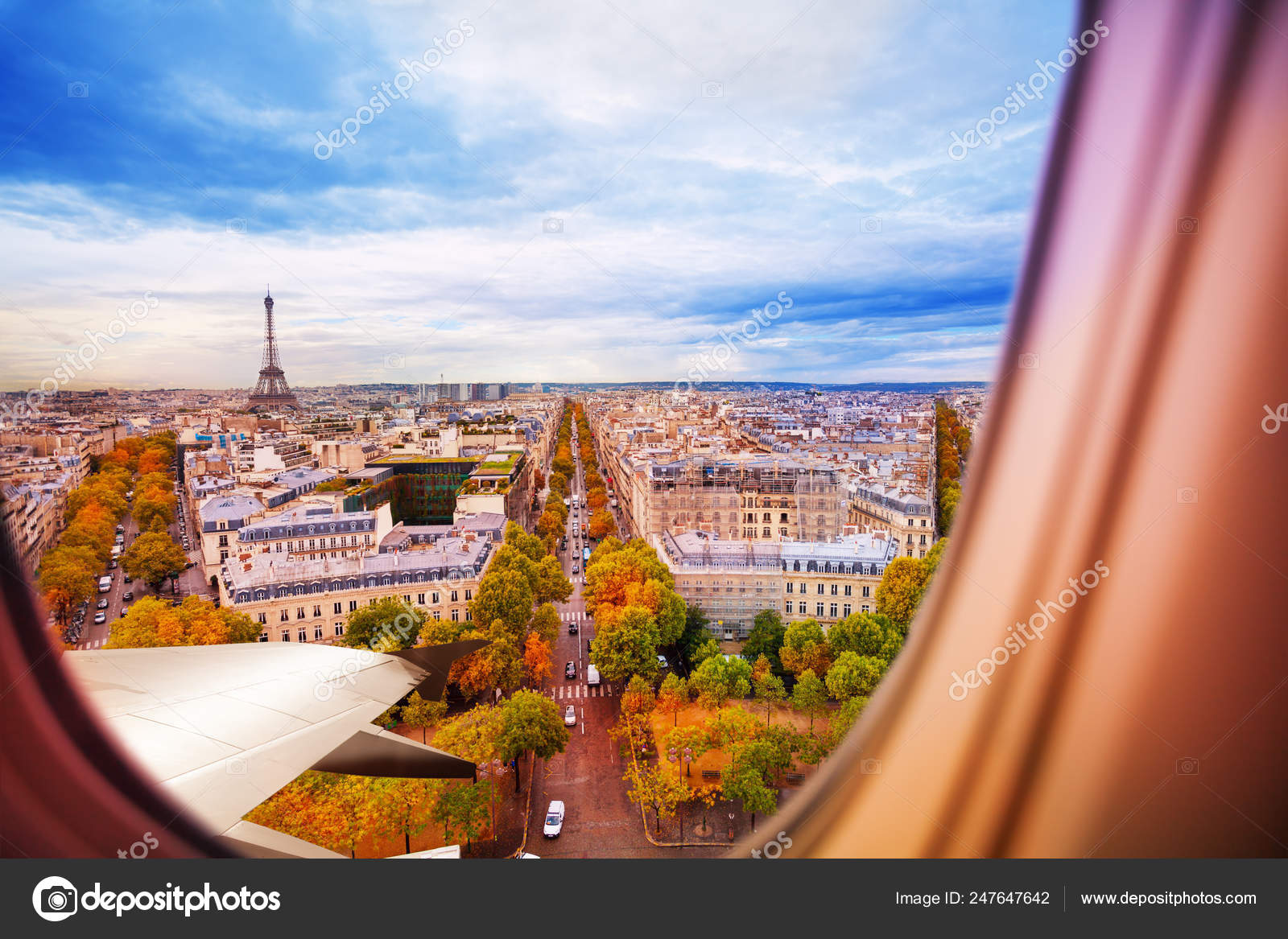 Paris France and Eiffel tower from plane window Stock Photo by ...