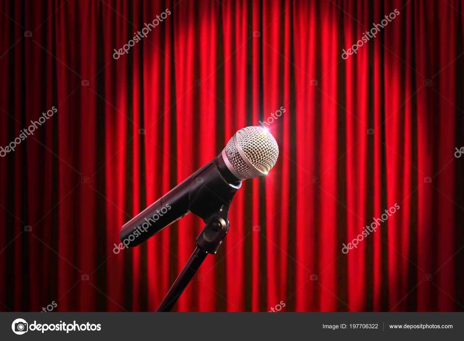 Microphone Stage Background Red Curtain — Stock Photo © razihusin ...