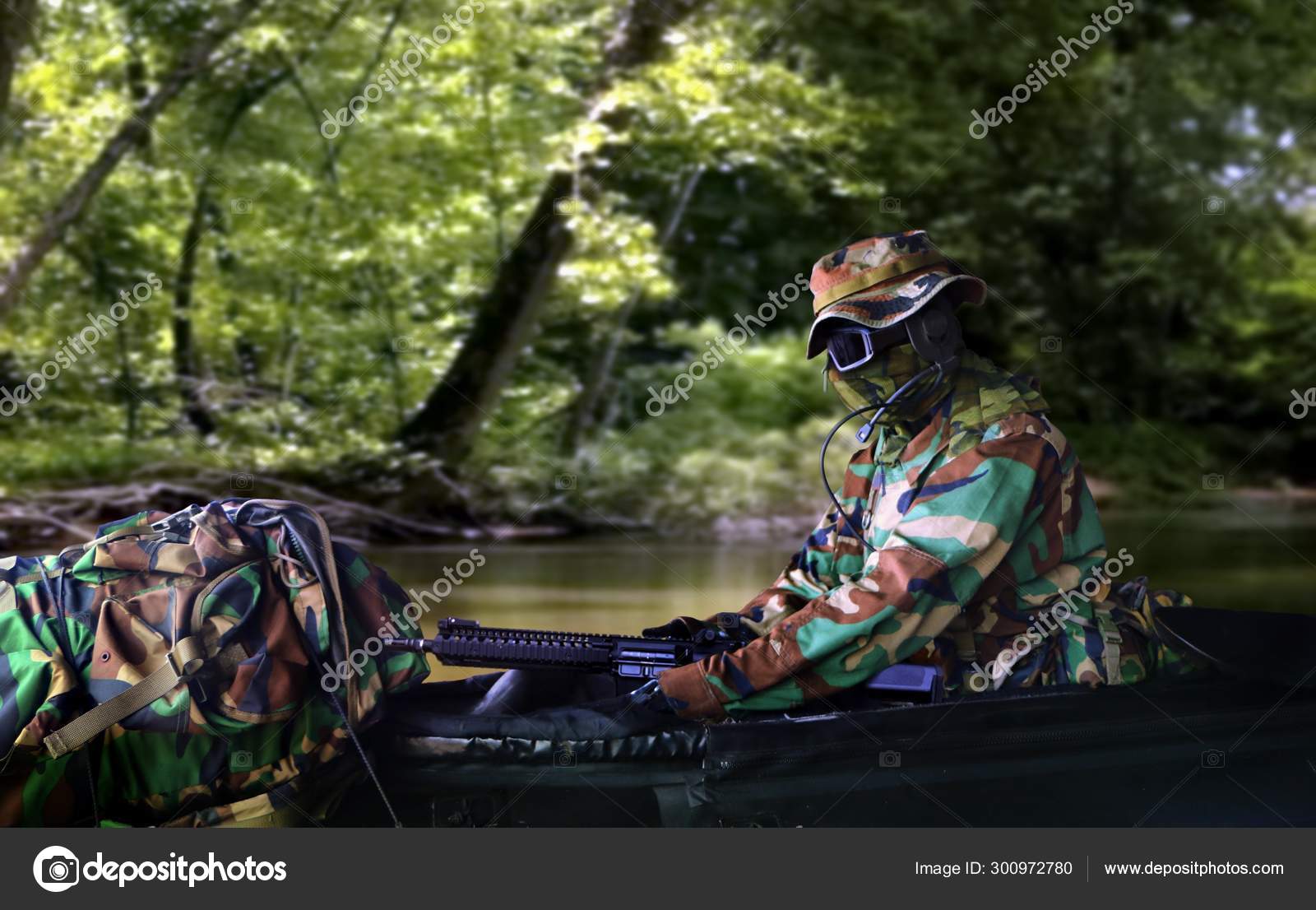 Special Force Soldier Raft Military Operation Water Stock Photo by ...