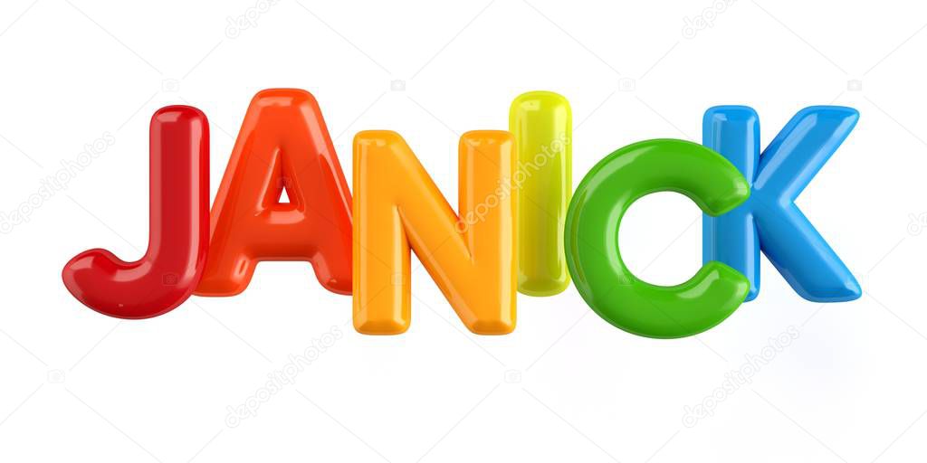 aislado colorfull 3d Nombre del niño globo fuente Janick 2022