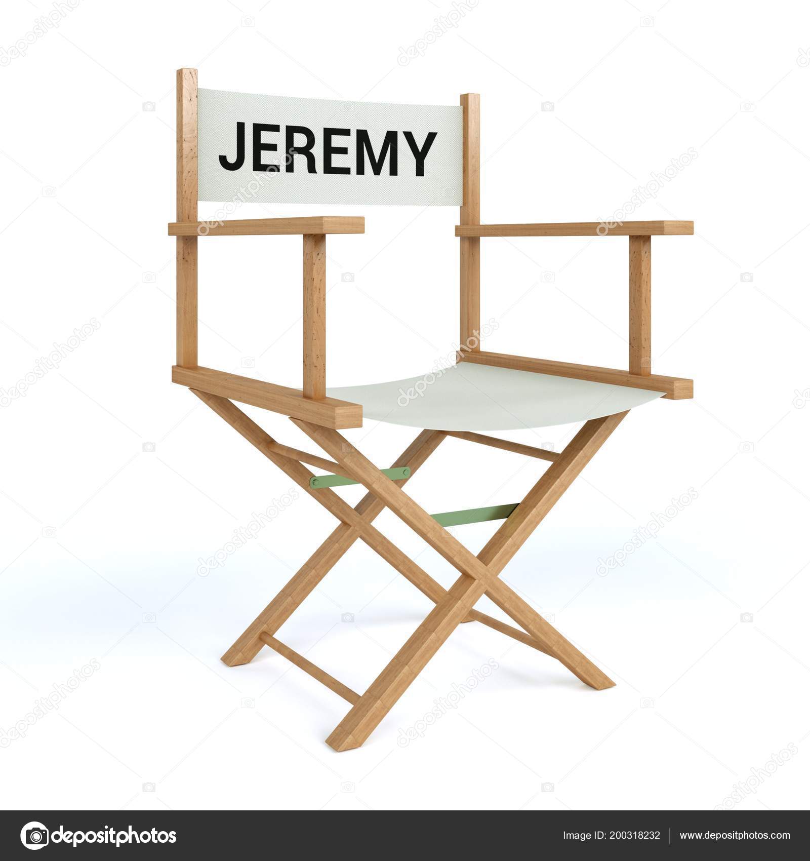 Jeremy written on director chair on isolated white background Stock ...