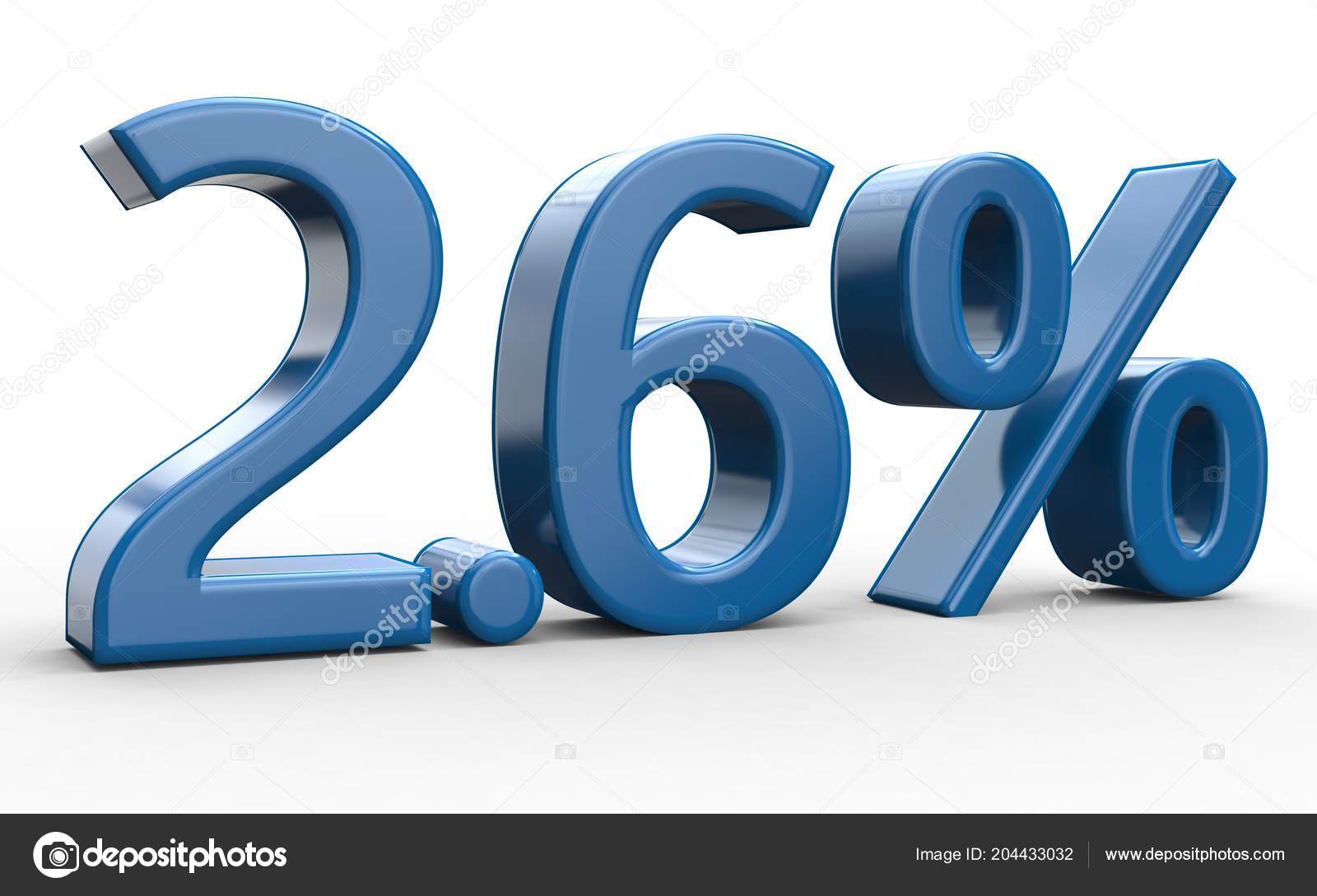 2,6 percent discount. blue 3d numbers on isolated white background ...