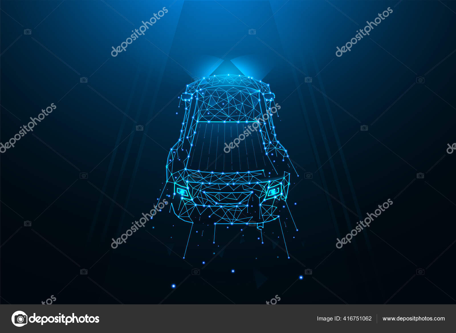 Car Driving Road Polygonal Vector Illustration Car Made Lines Dots ...