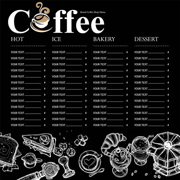 Menu Kahvila Kahvila Ravintola Malli Suunnittelu Käsin Piirustus ...