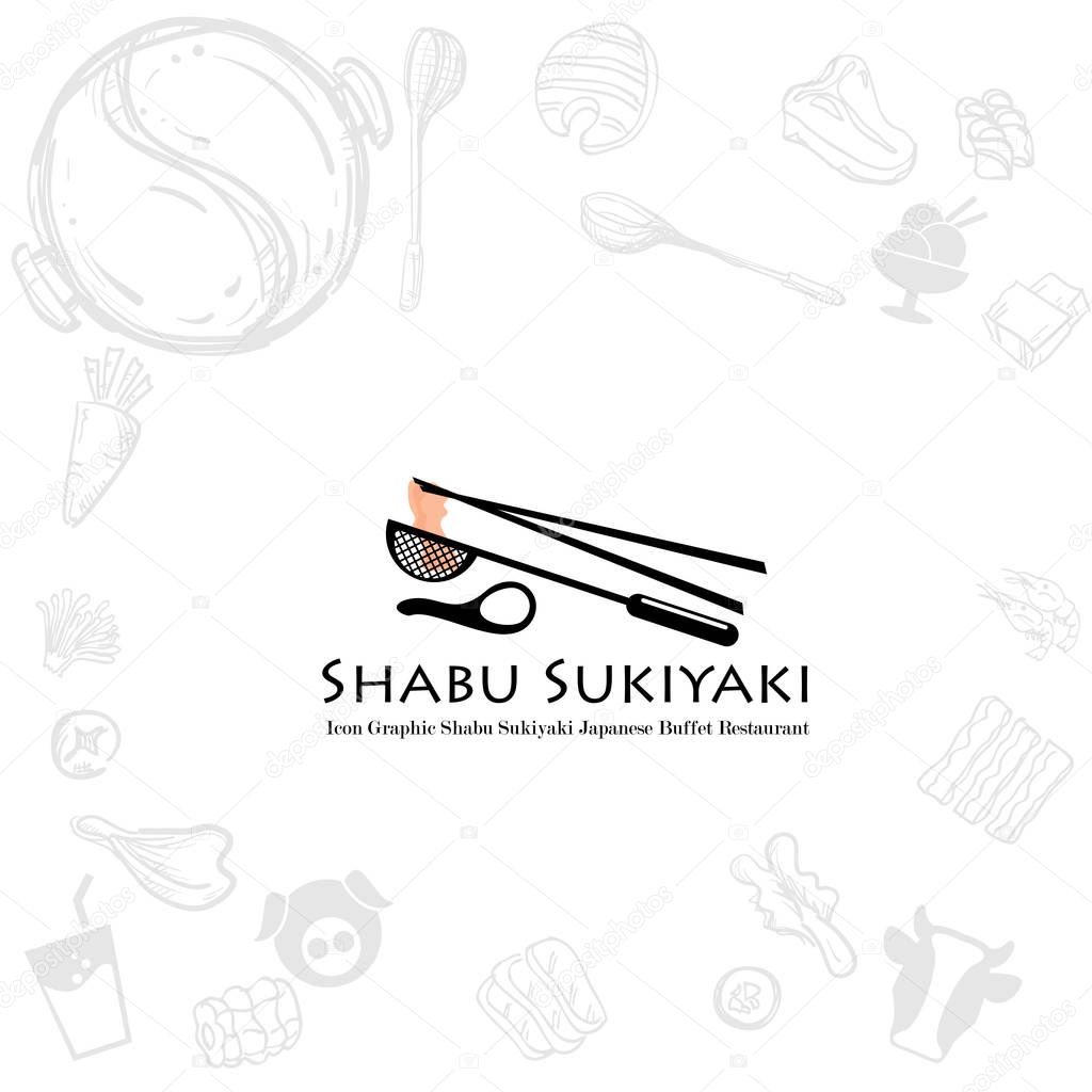 shabu sukiyaki logo icono gráfico japonés buffet restaurante 2023