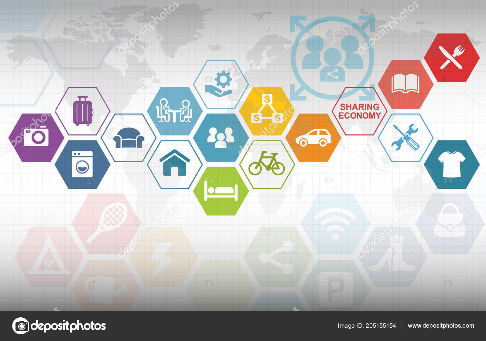 Sharing Economy Collaborative Concept Background Stock Photo by ...