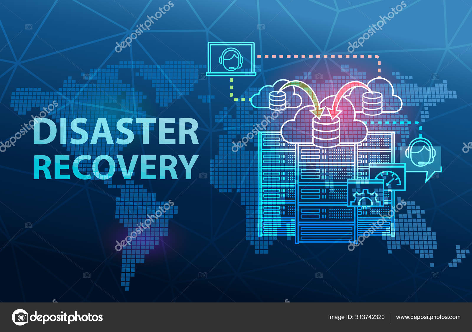 Disaster Recovery Cloud Server Data Loss Prevention Concept Background ...