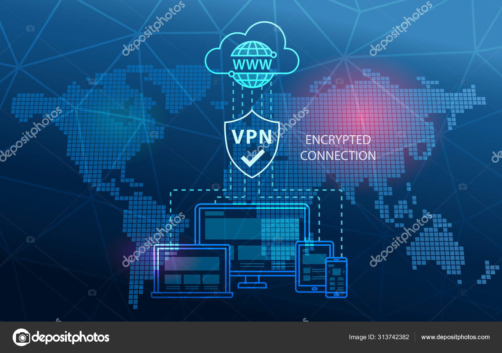 Vpn Virtual Private Network Technology Secure Connection Cyber Security ...