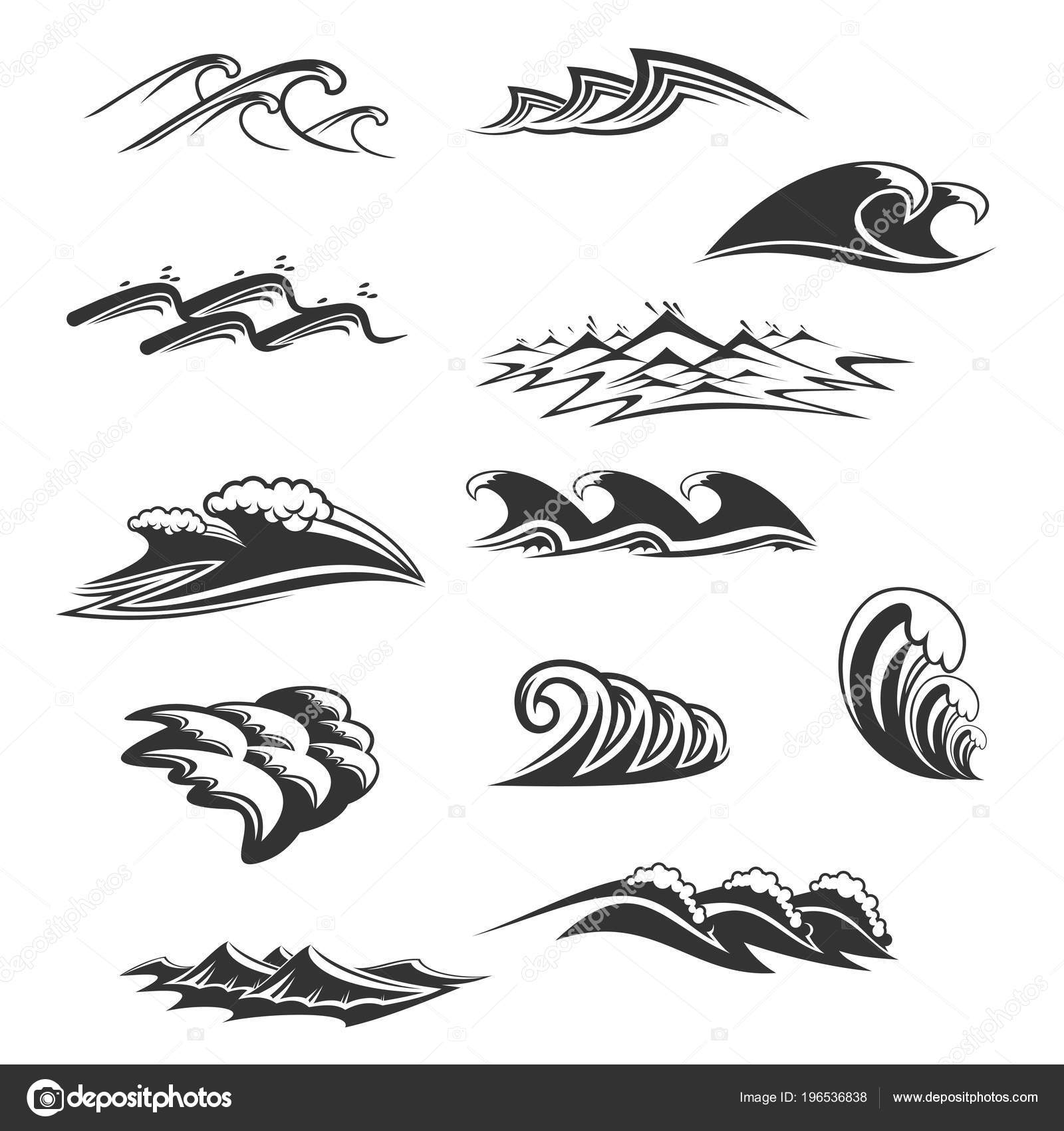 Ocean Waves Outline Tattoo