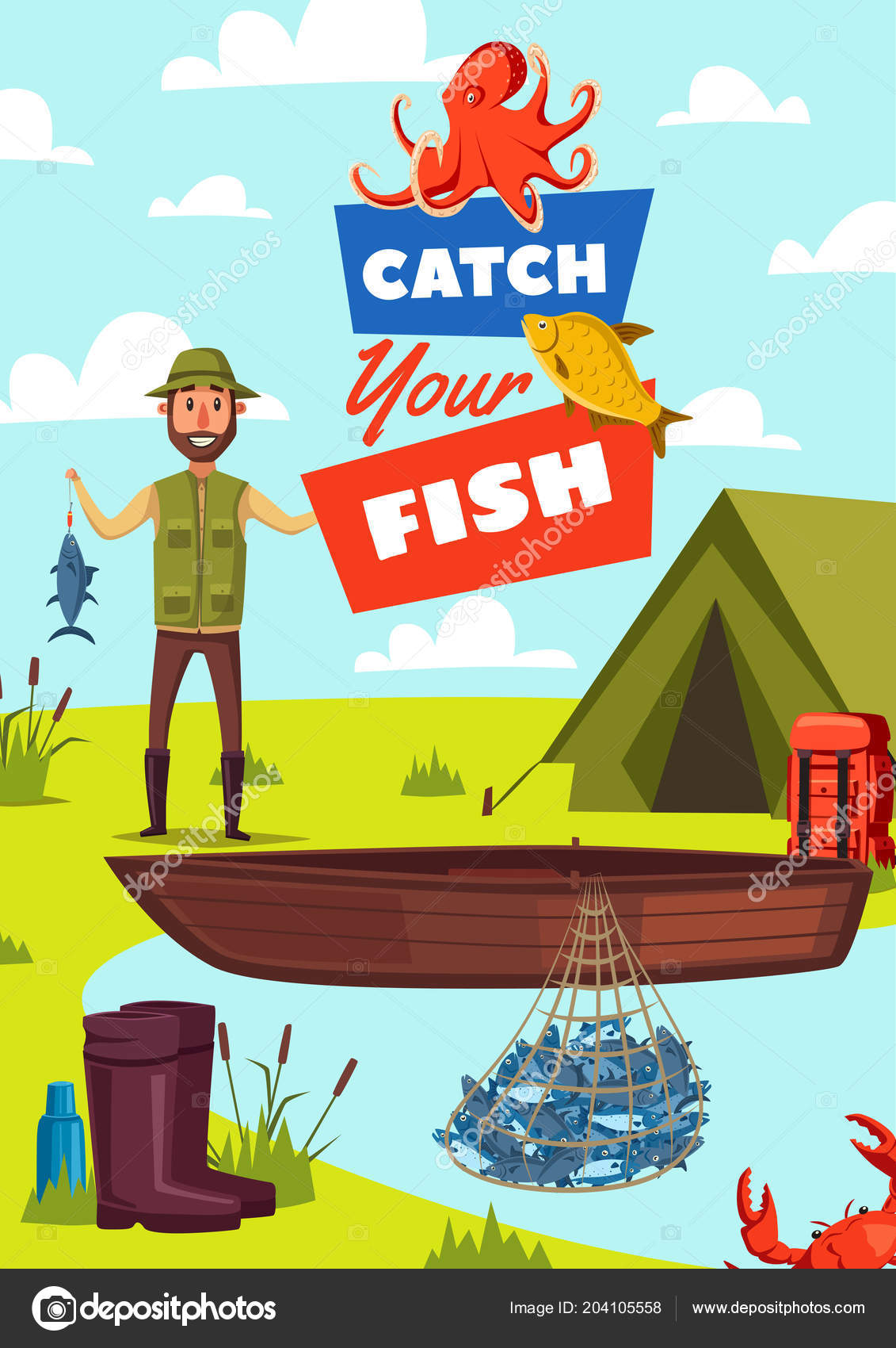 Catch Fish Cartoon