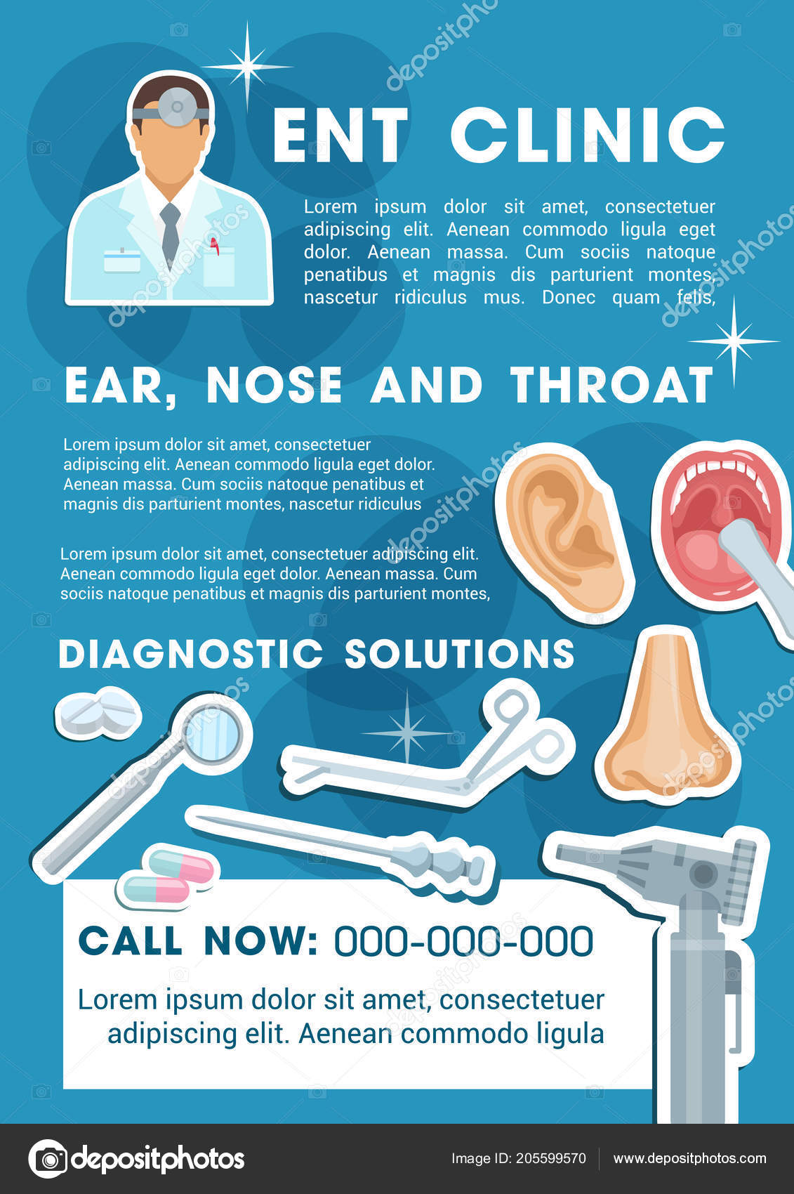 ENT medical clinic poster with human organs Stock Vector Image by ...