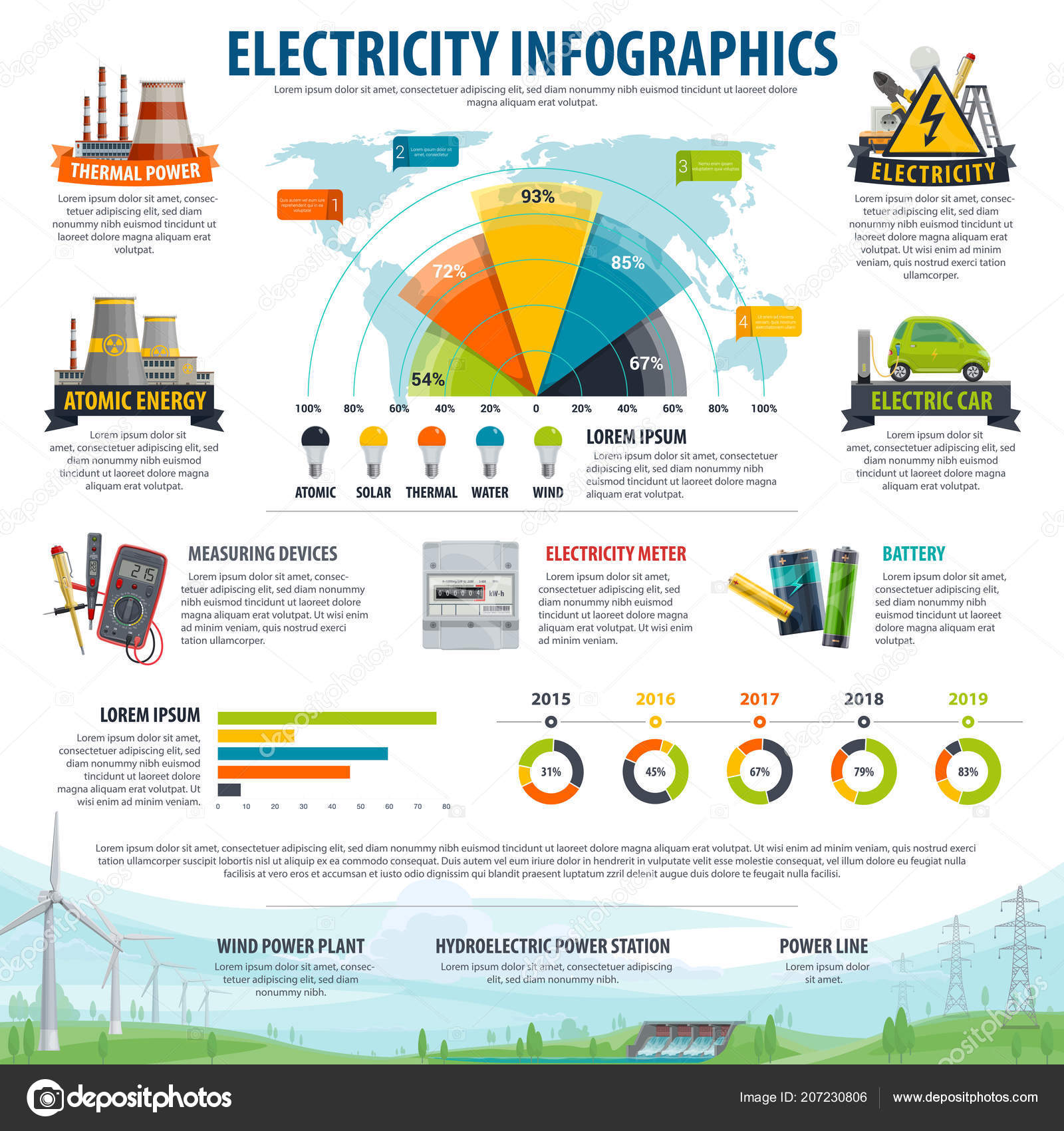 Electricity infographic of energy generation graph Stock Vector by ...