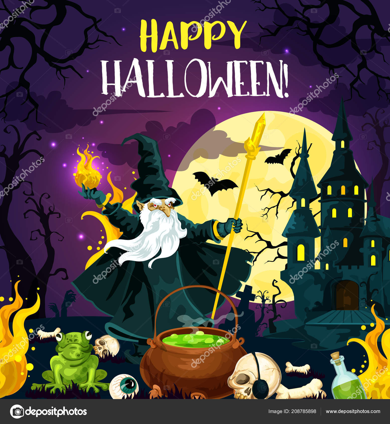 Halloween horror night poster of october holiday Stock Illustration by ...