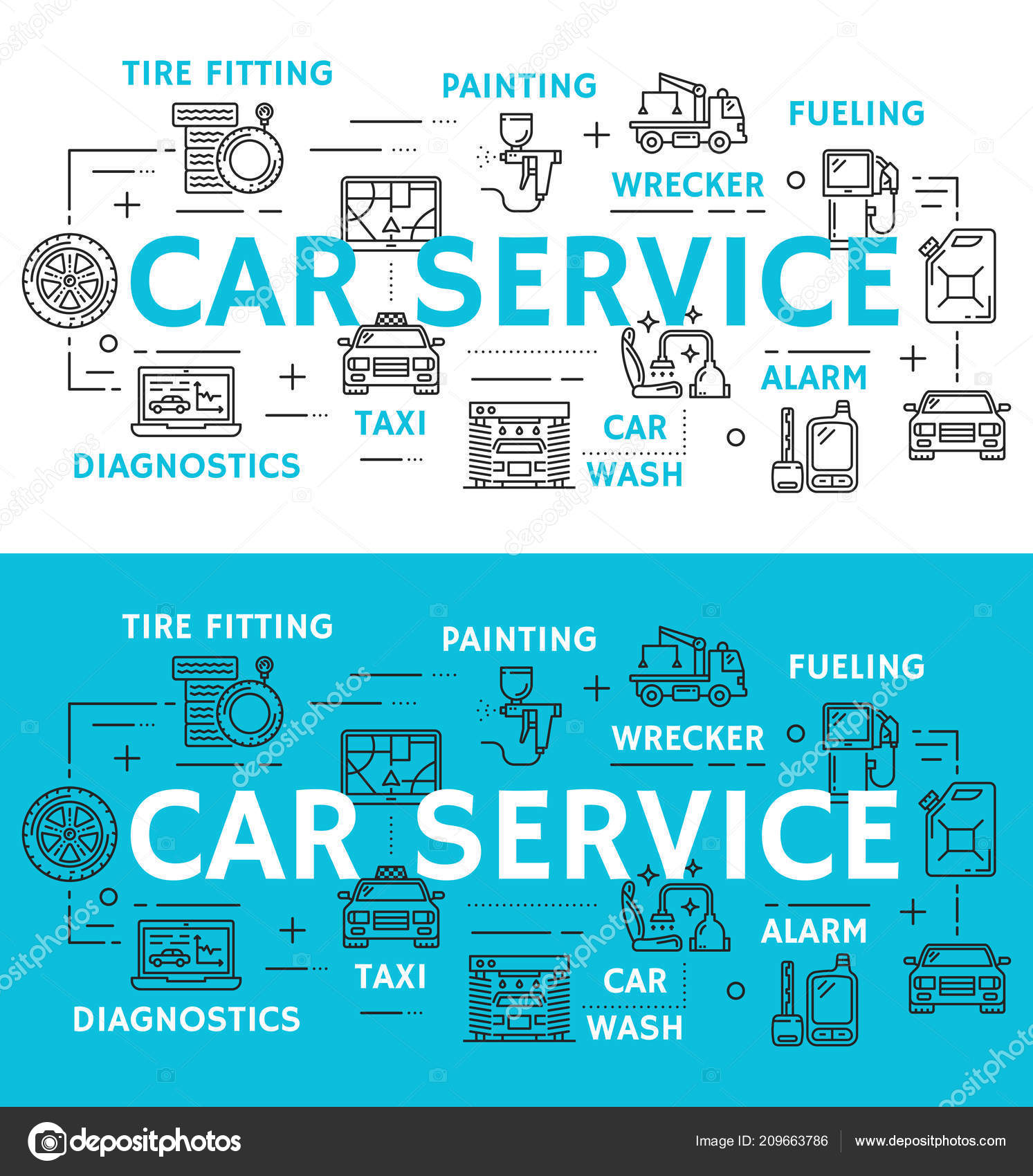 Car service and auto repair vector line icons Stock Vector by ...